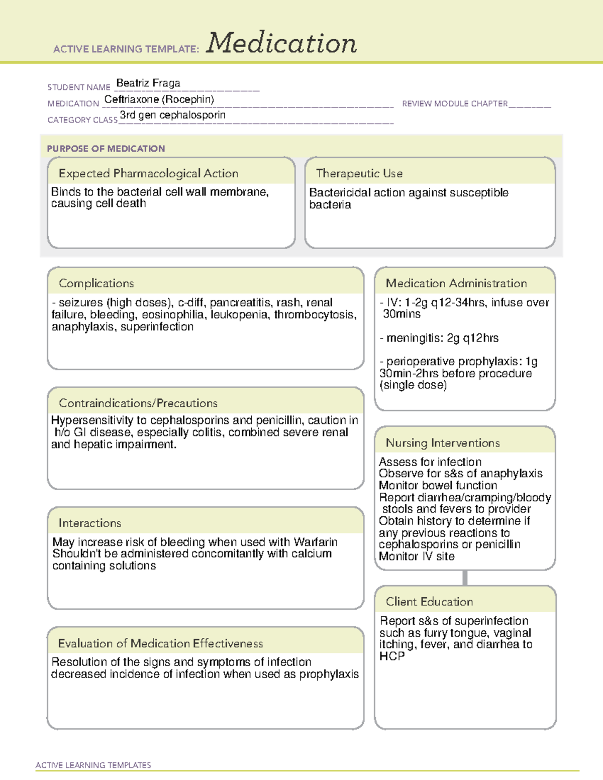 Med template 3 - ACTIVE LEARNING TEMPLATES Medication STUDENT NAME ...