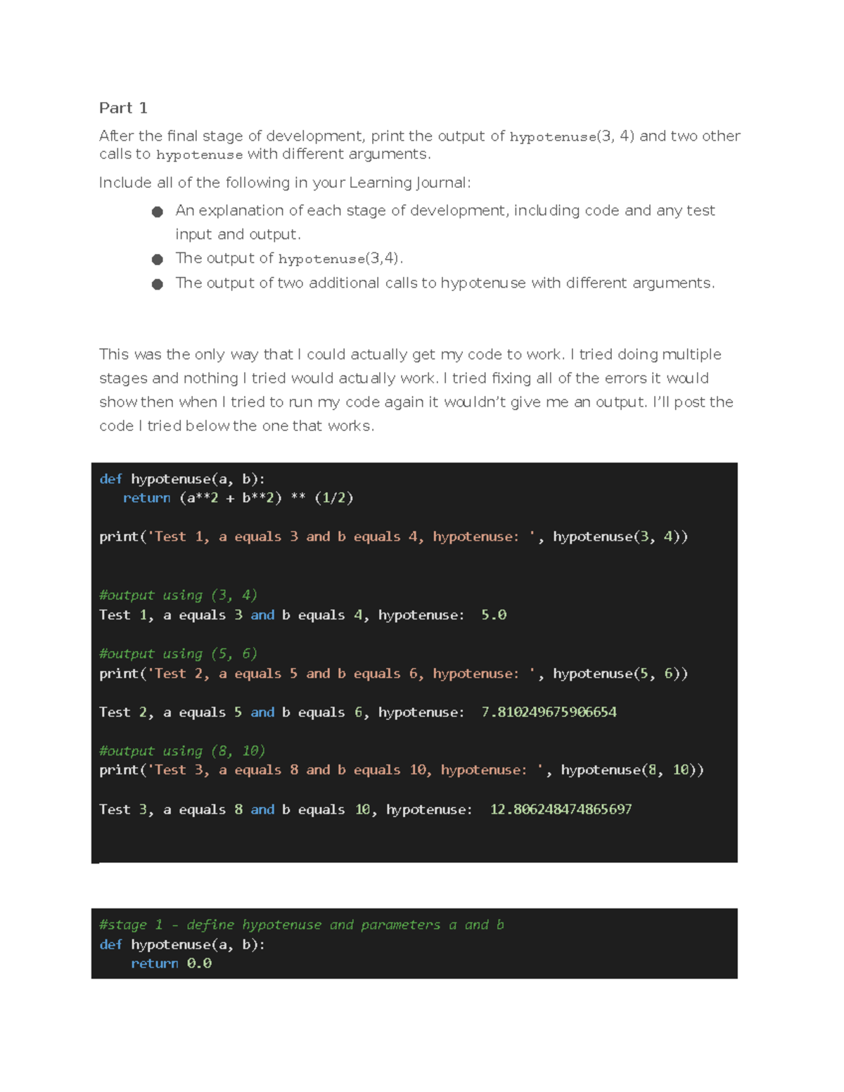Learning Journal Unit 4 PF - Part 1 After the final stage of ...