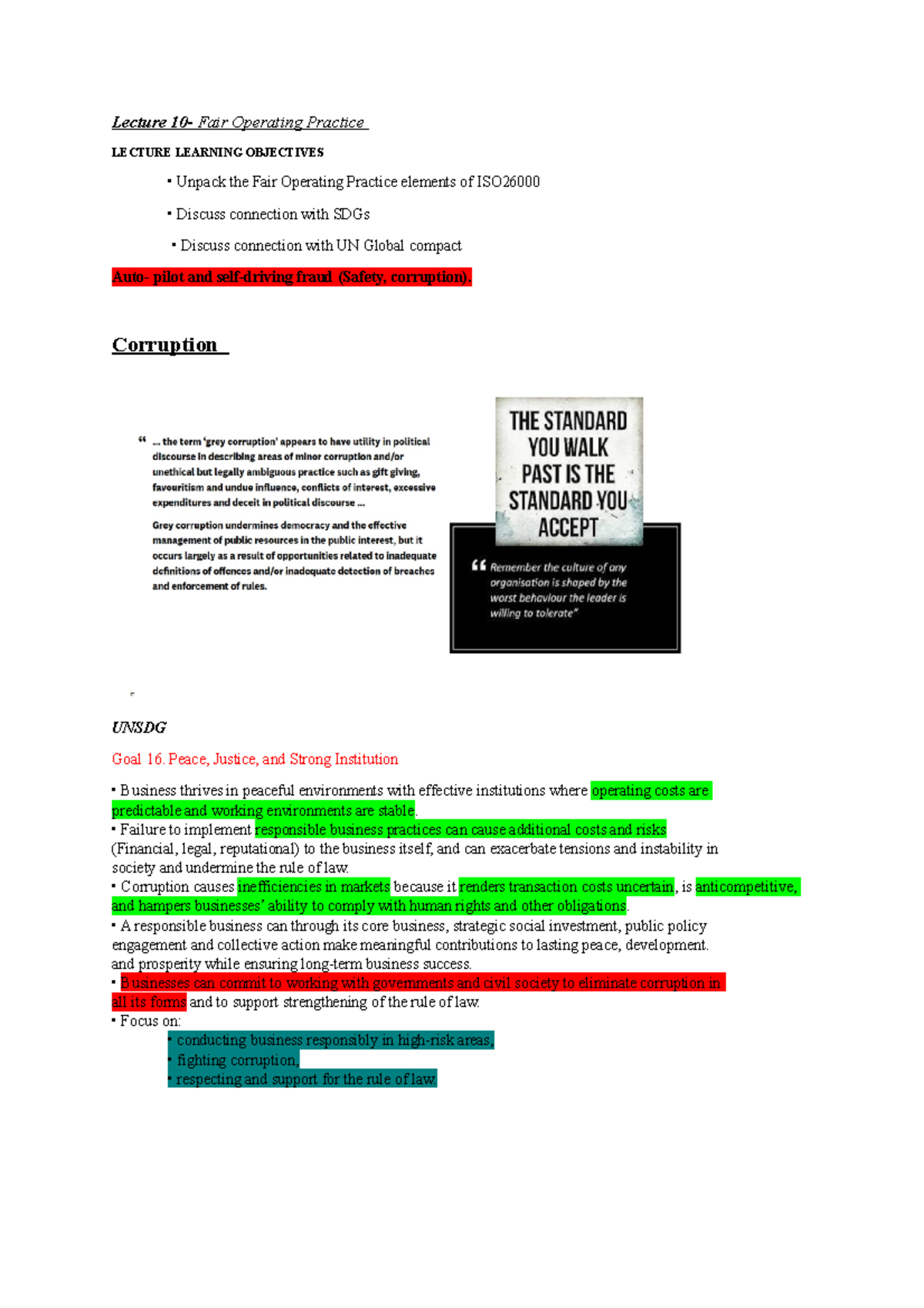 Lecture Note - Lecture 10- Fair Operating Practice LECTURE LEARNING ...