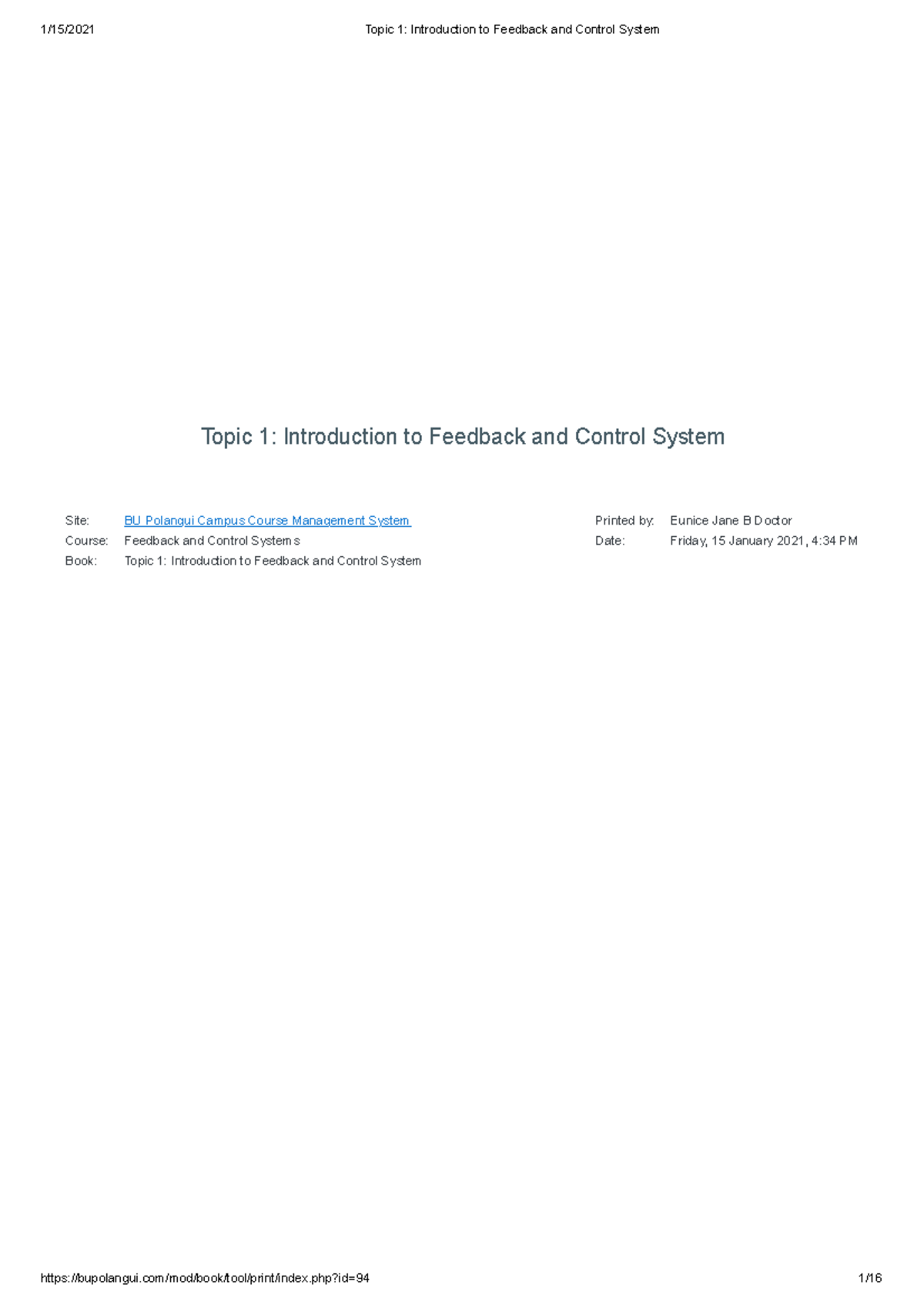 Lesson 1.Introduction to Feedback and Control System - Topic 1 ...
