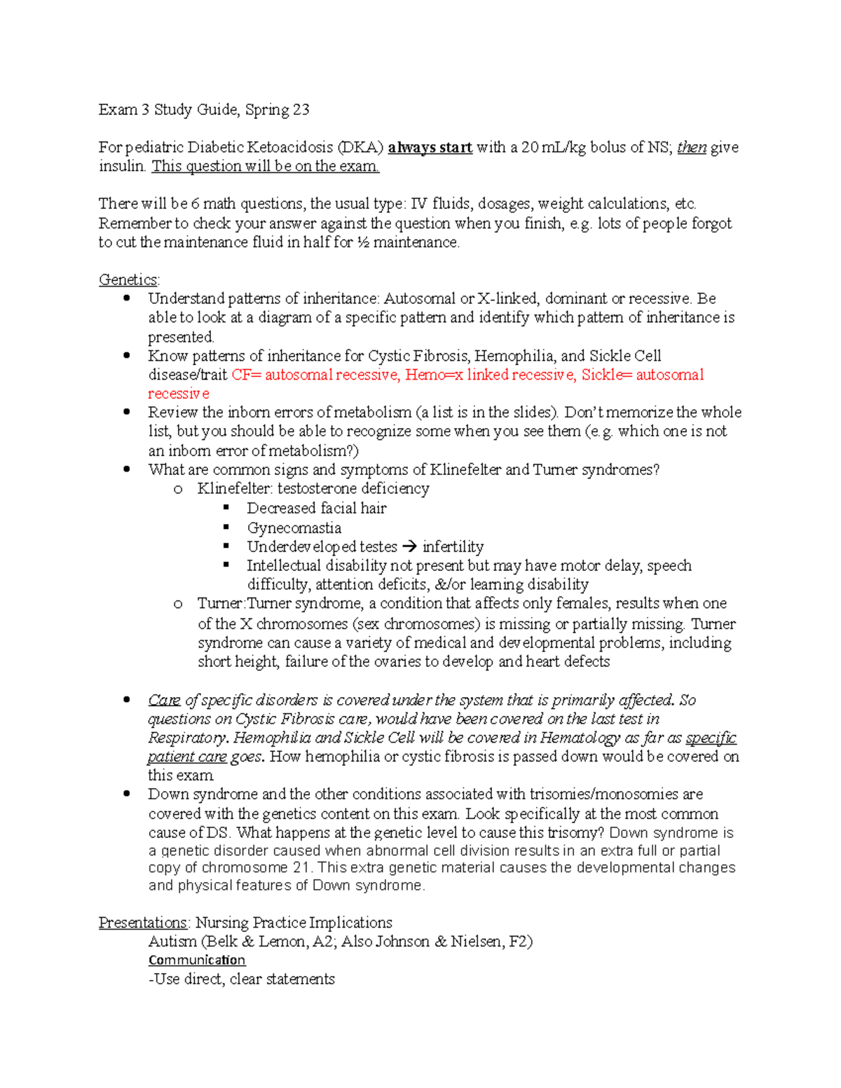 Exam 3 study guide. Spring 23 - Exam 3 Study Guide, Spring 23 For ...