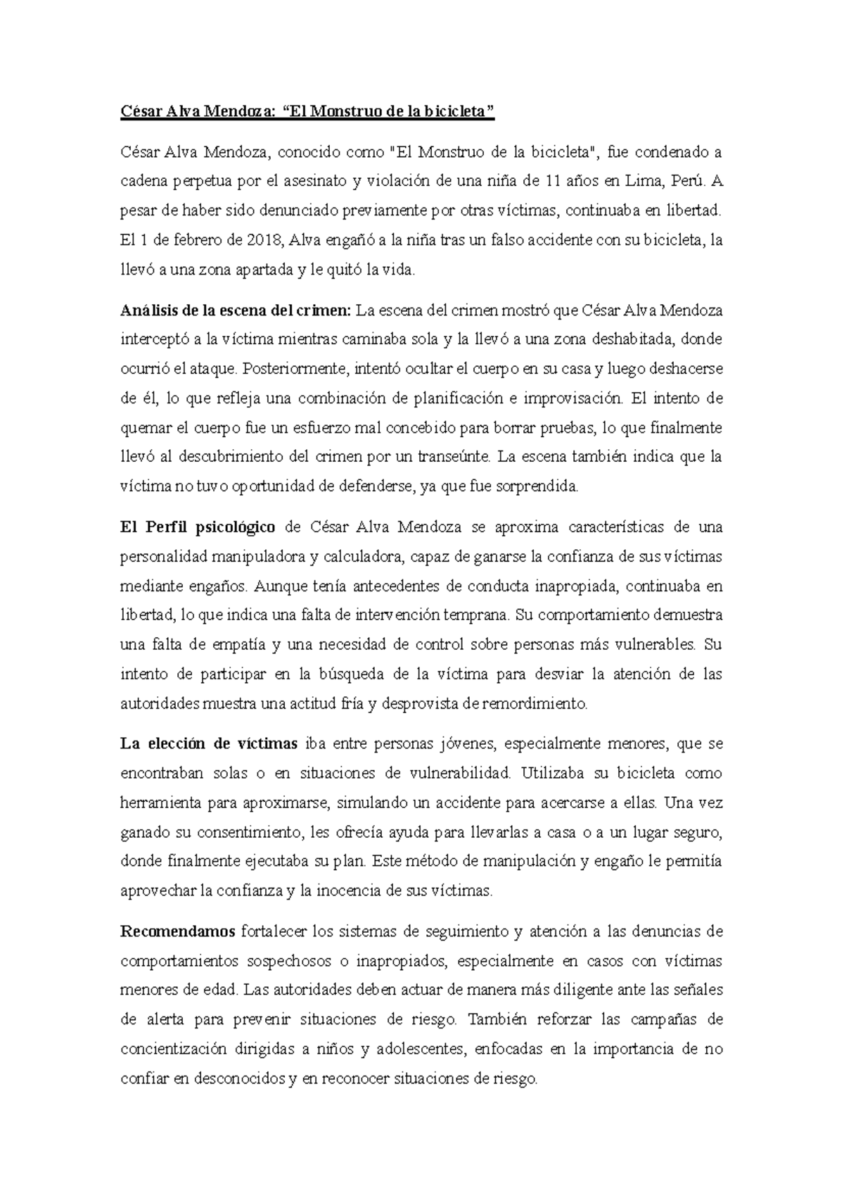 CASO Forense Grupo 02 - César Alva Mendoza: “El Monstruo de la ...