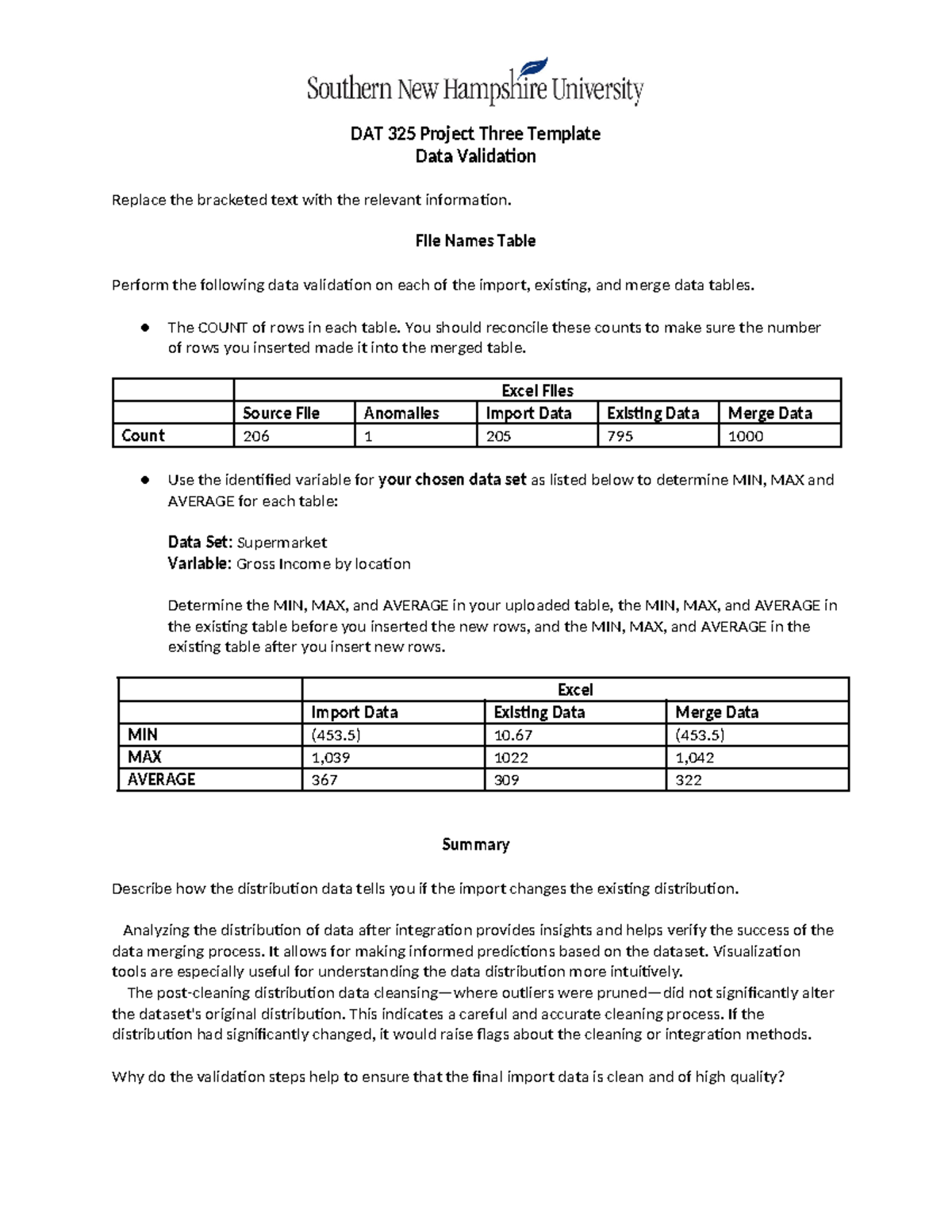 DAT 325 Project Three - N/A - DAT 325 Project Three Template Data ...