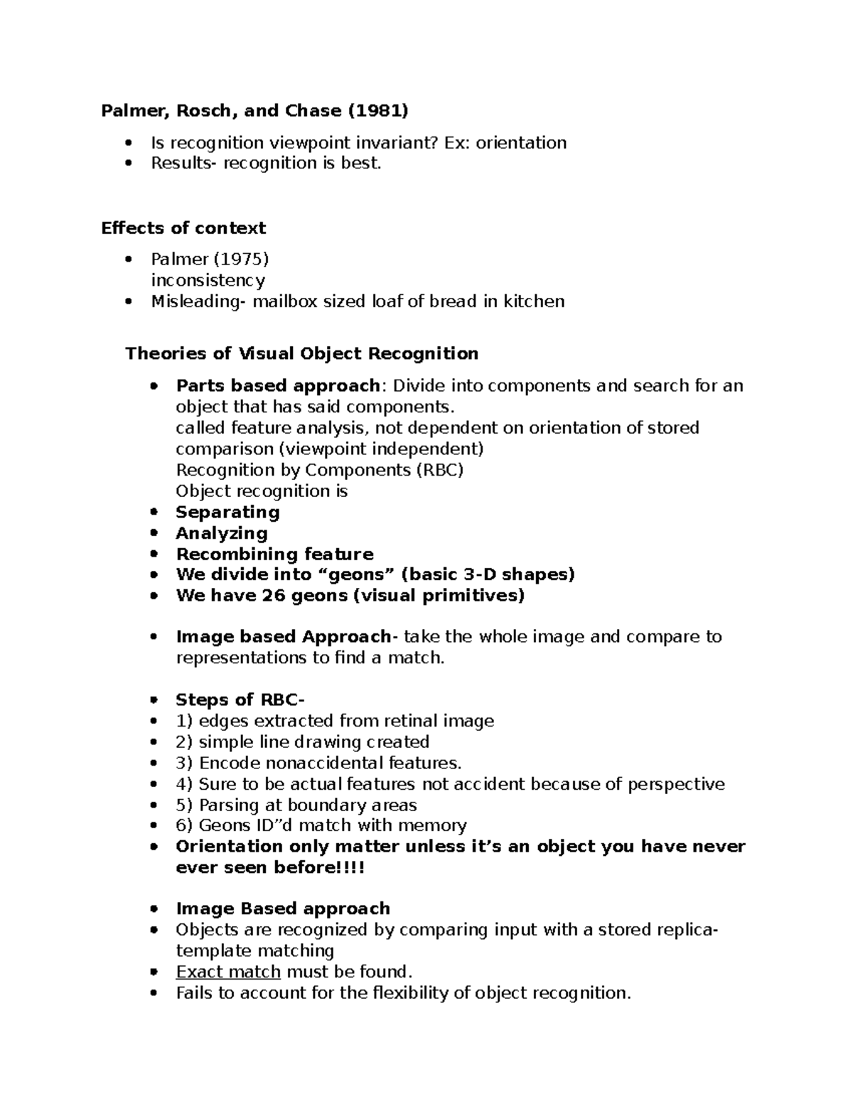 Cog notes 2 - Palmer, Rosch, and Chase (1981) Is recognition viewpoint ...