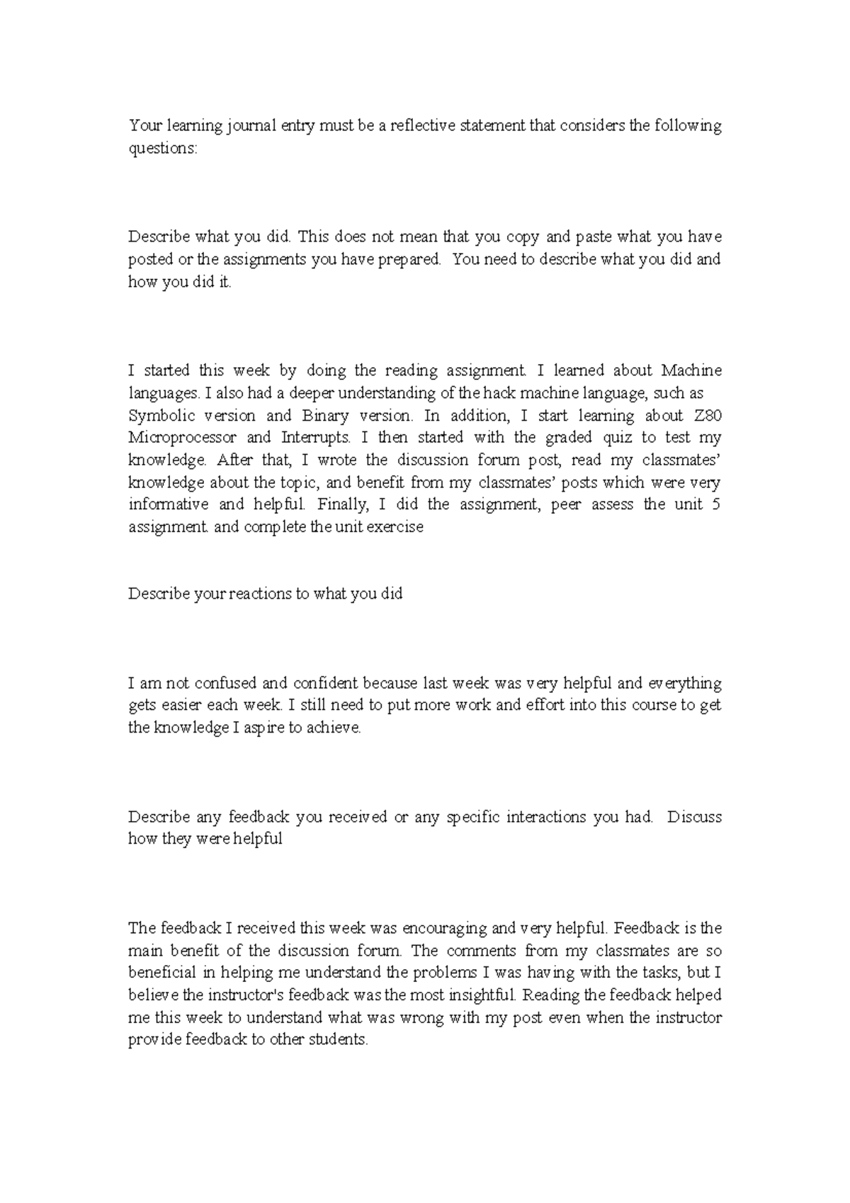Learning Journal Unit 6 - Your learning journal entry must be a ...
