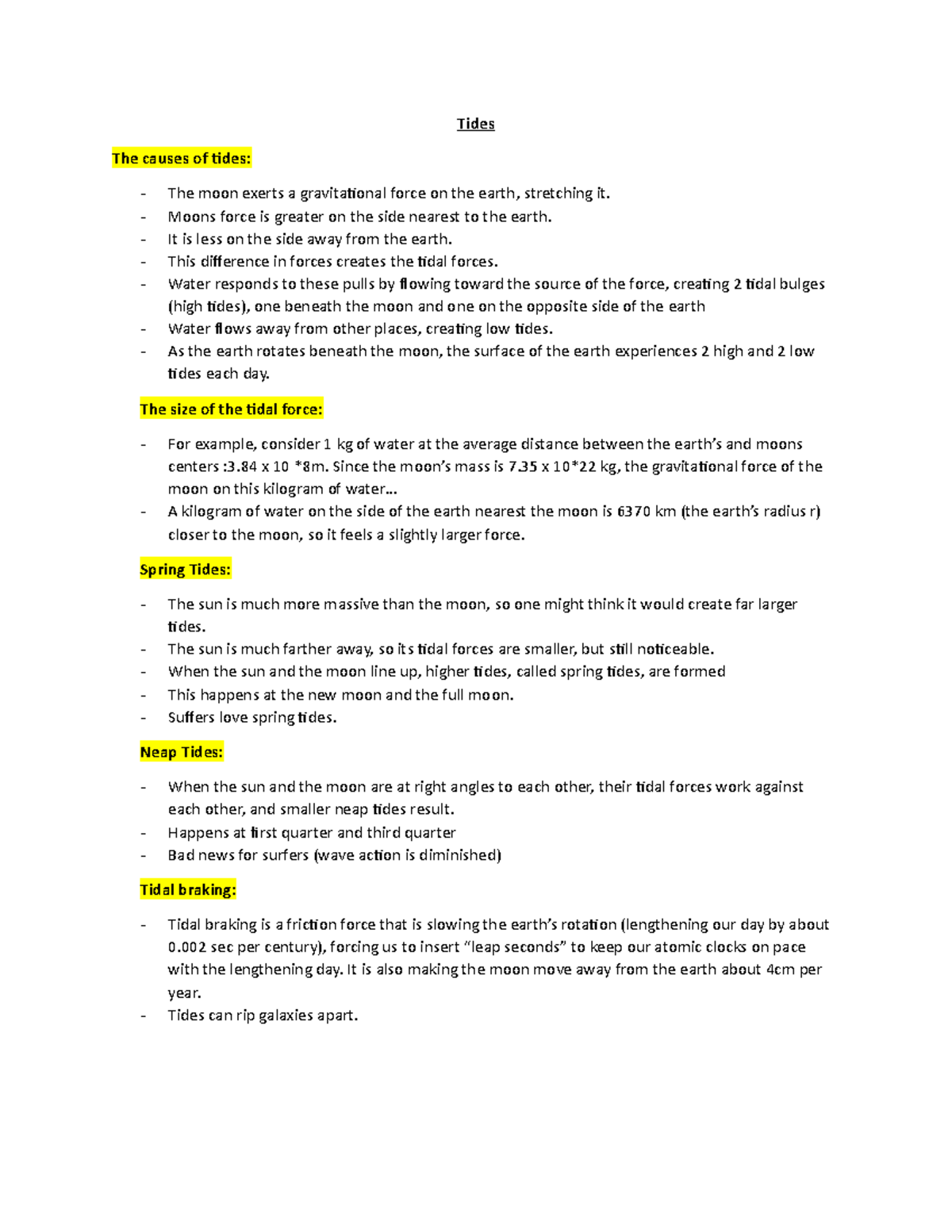 AST 111 unit 19 notes - Tides (causes, sizes, different types of tides ...
