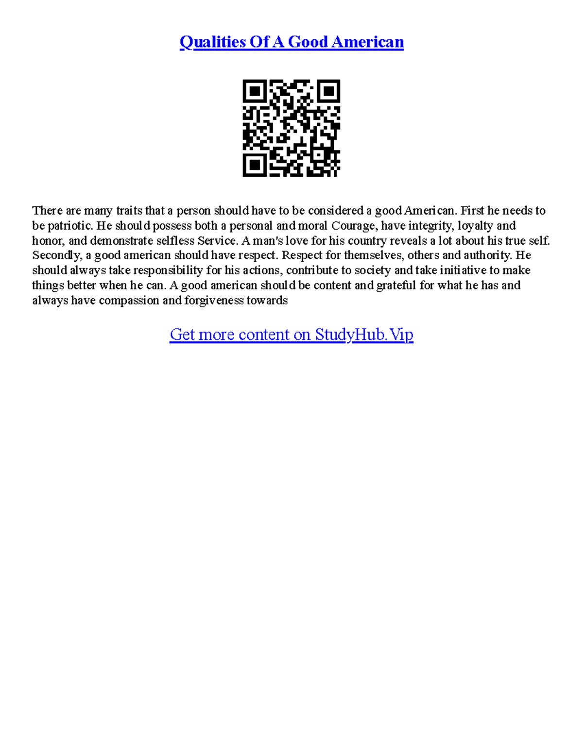 Proud To Be An American Essay - Qualities Of A Good American There are ...