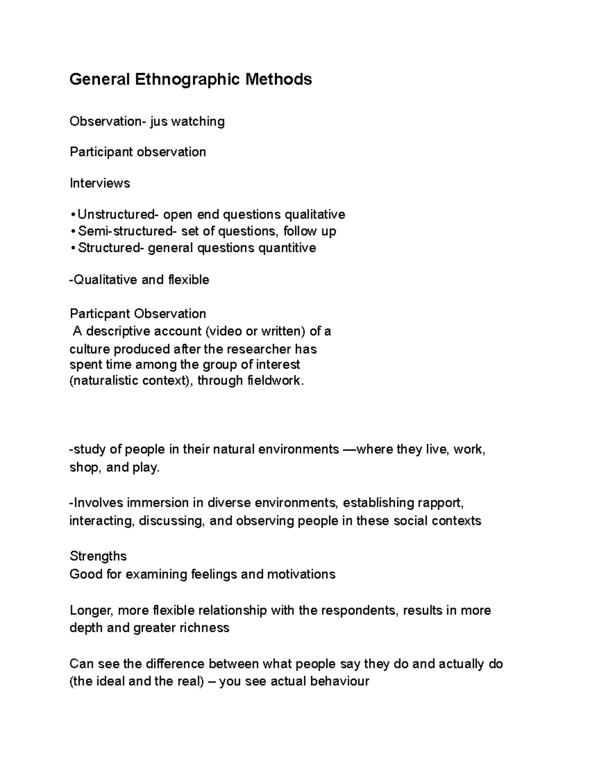 Ethnographic Methods - General Ethnographic Methods Observation- jus ...