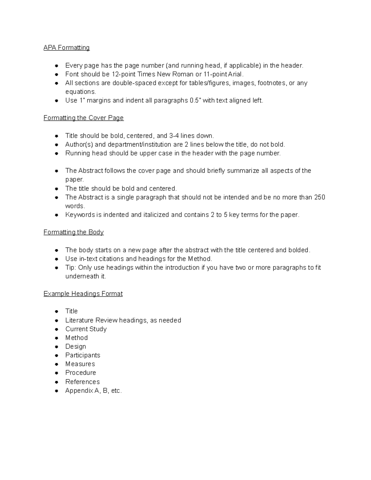 Research Methods 3 - APA Formatting Every page has the page number (and ...