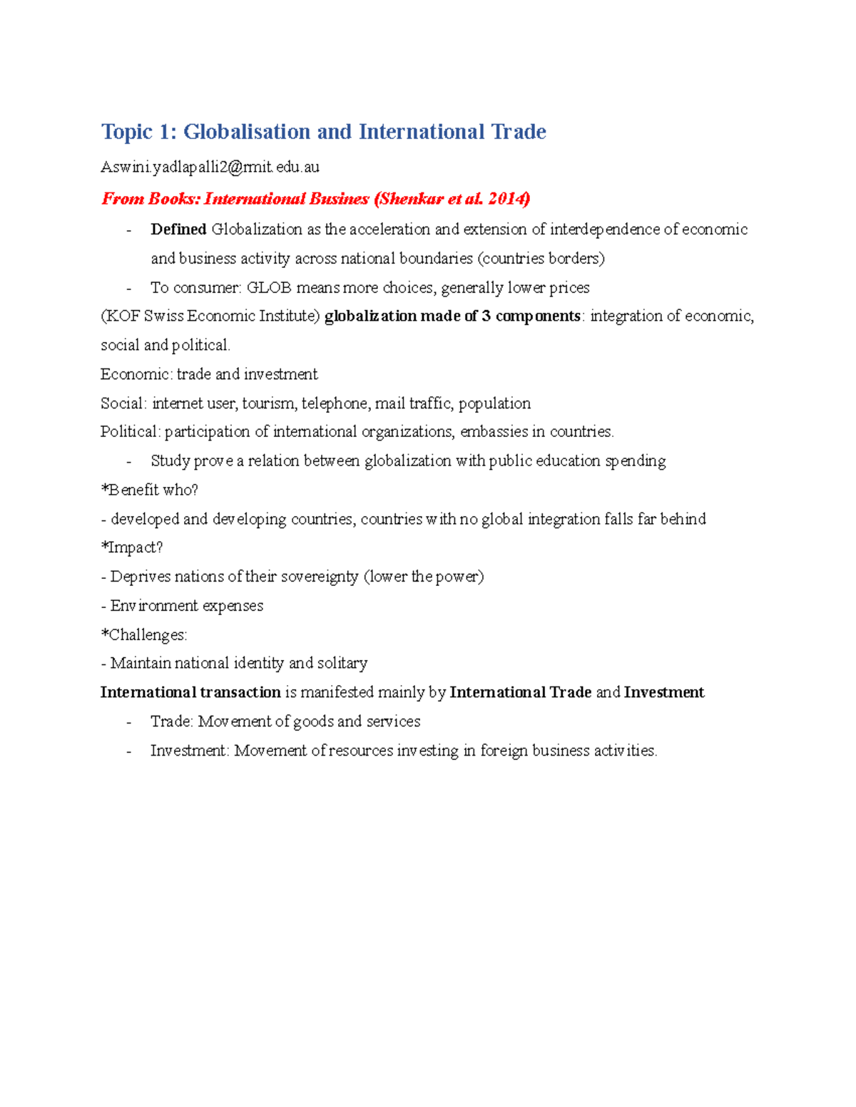 Topic 1 International Trade and Global Supply Chain - Topic 1 ...