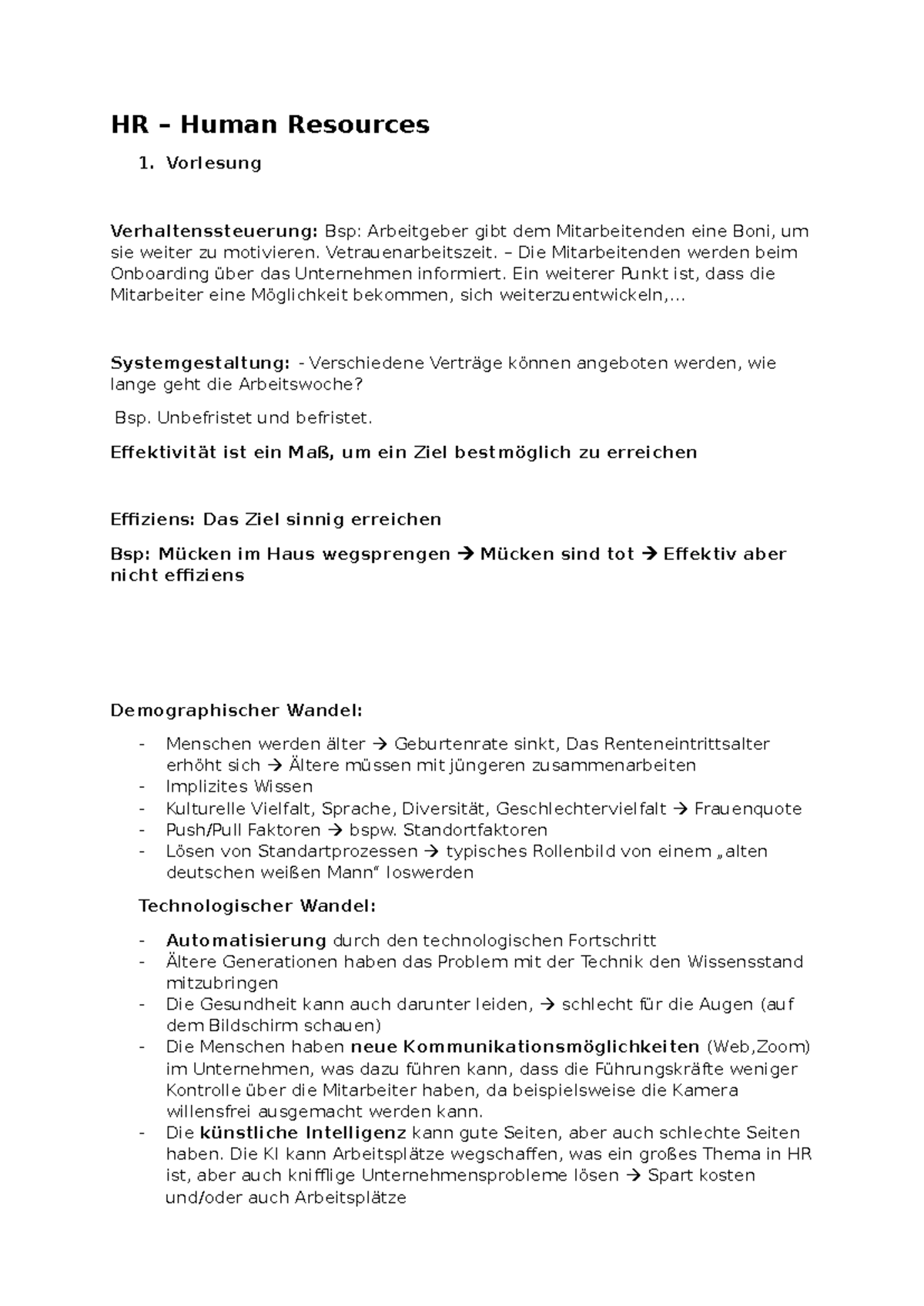 HR - HR FOM - HR – Human Resources Vorlesung Verhaltenssteuerung: Bsp ...