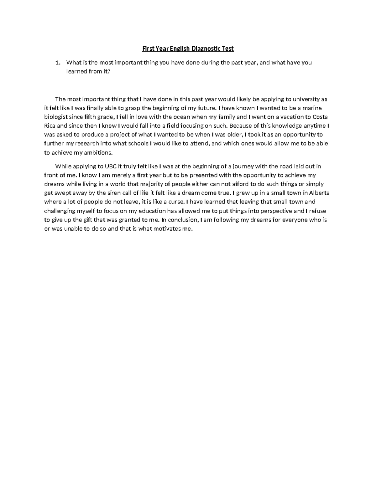 First-Year English Diagnostic Test - First Year English Diagnostic Test ...