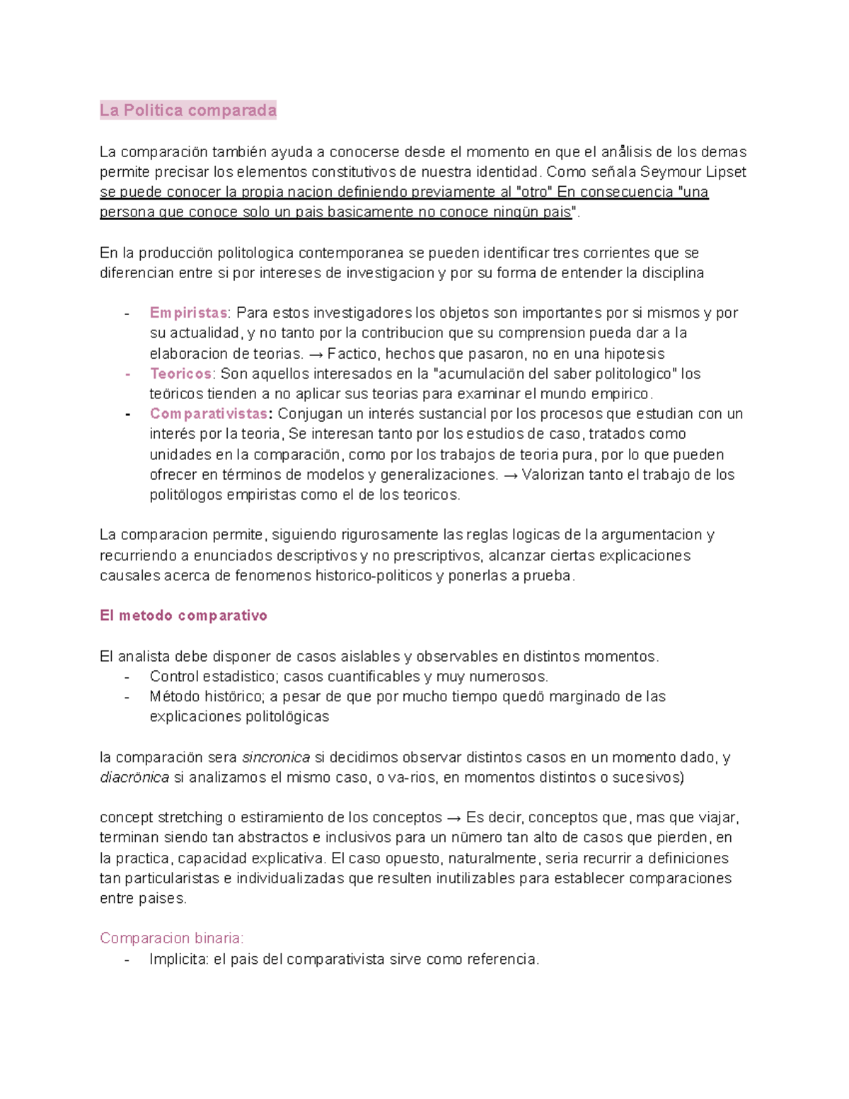Resumen La politica comparada - La Politica comparada La comparaciön ...
