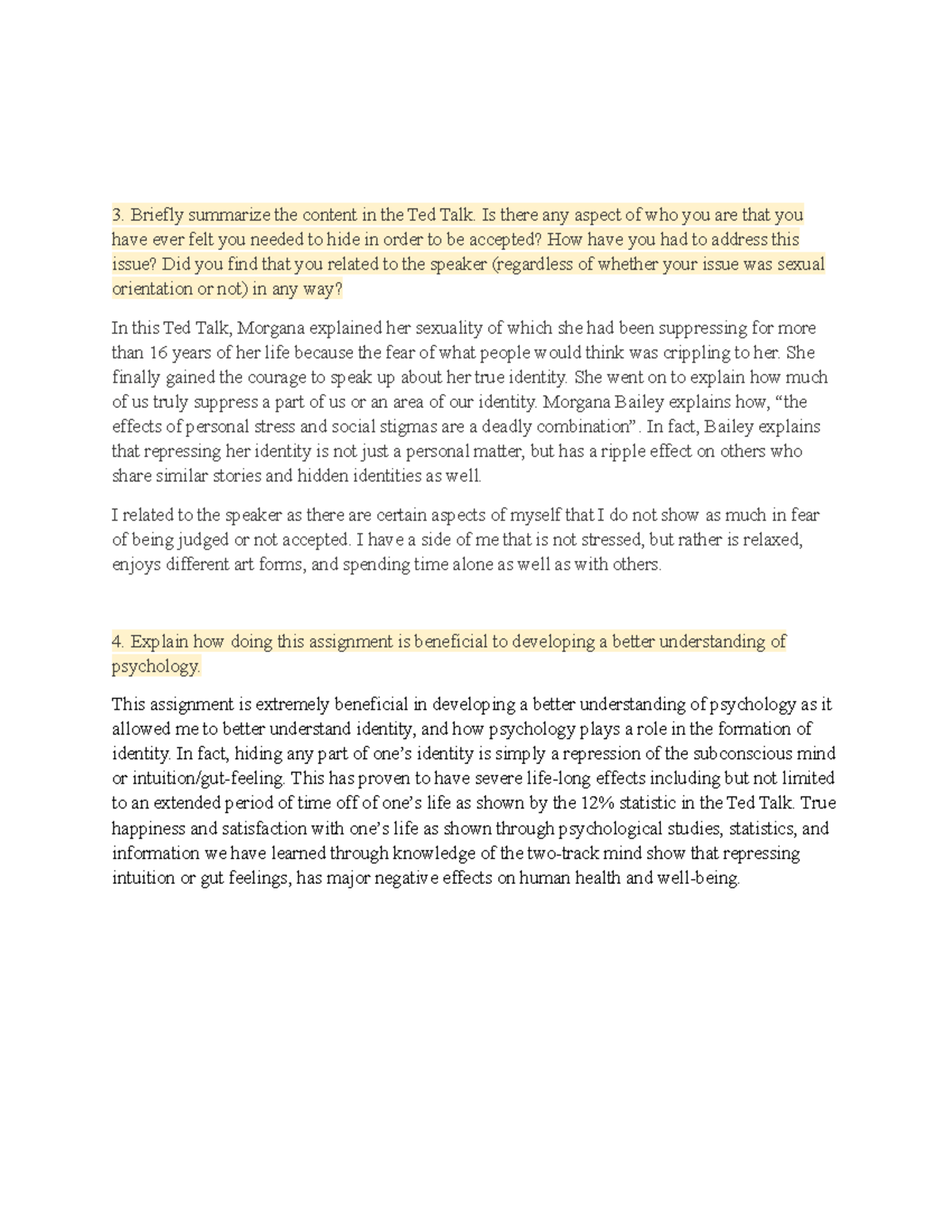 U-2 Reflective Writing Assignment - Briefly summarize the content in ...