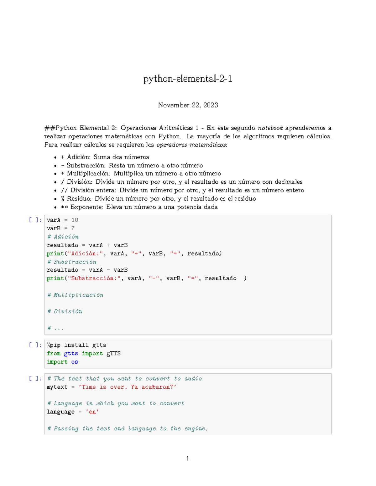 Python elemental 2 1 - Código - python-elemental-2- November 22, 2023 ##Python Elemental 2 ...