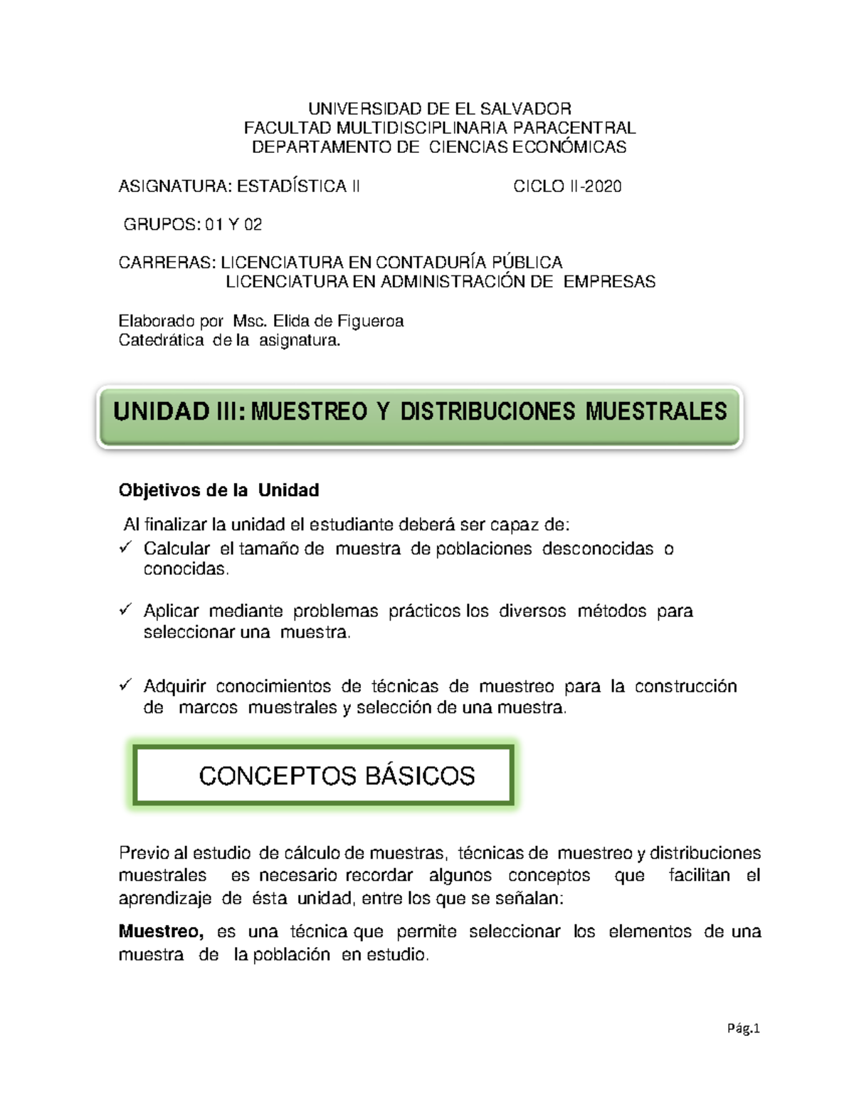 Conceptos Básicos PARA LA Unidad III - Warning: TT: undefined function: 32 UNIVERSIDAD DE EL ...