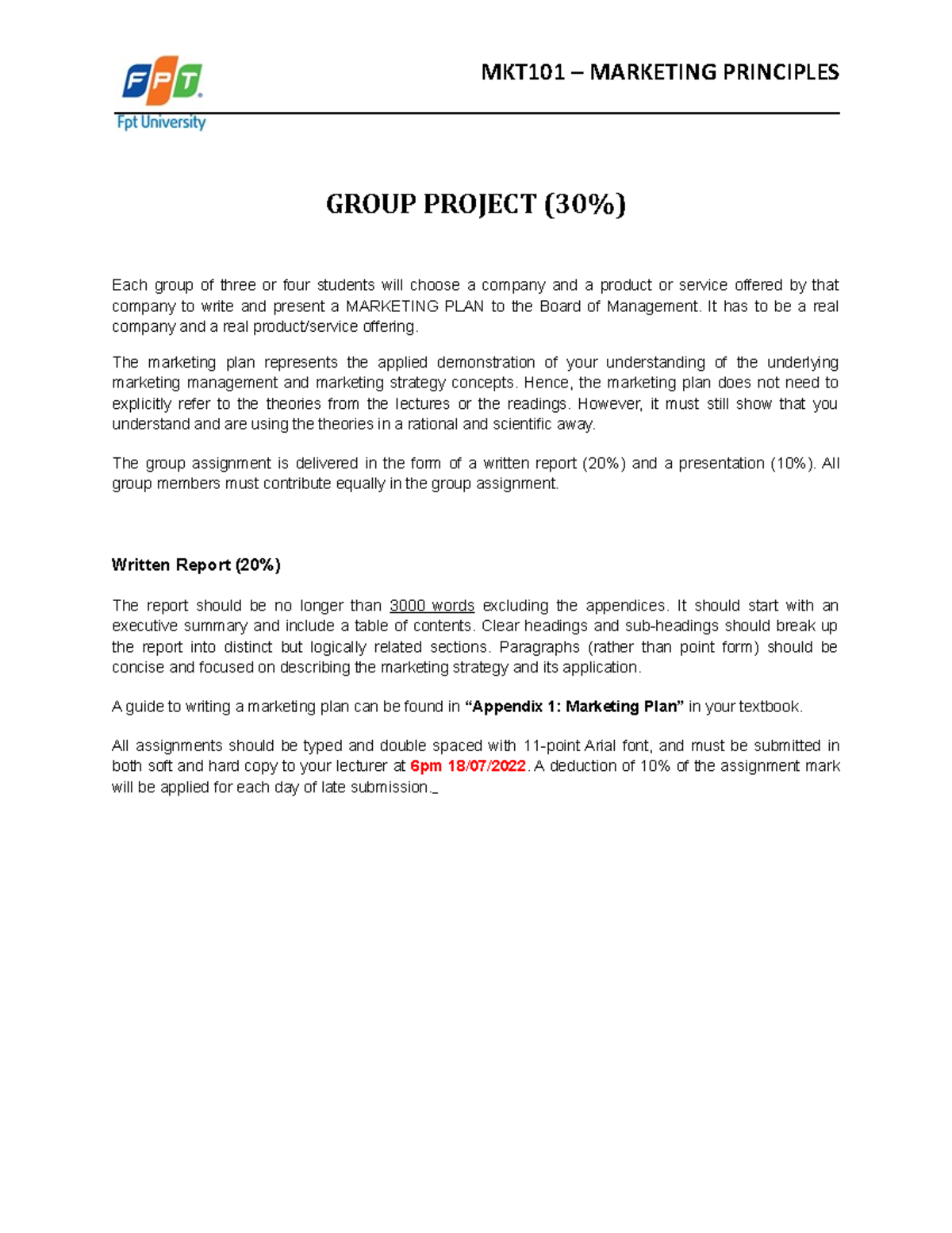 Final Group Project Template - MKT101 – MARKETING PRINCIPLES GROUP ...