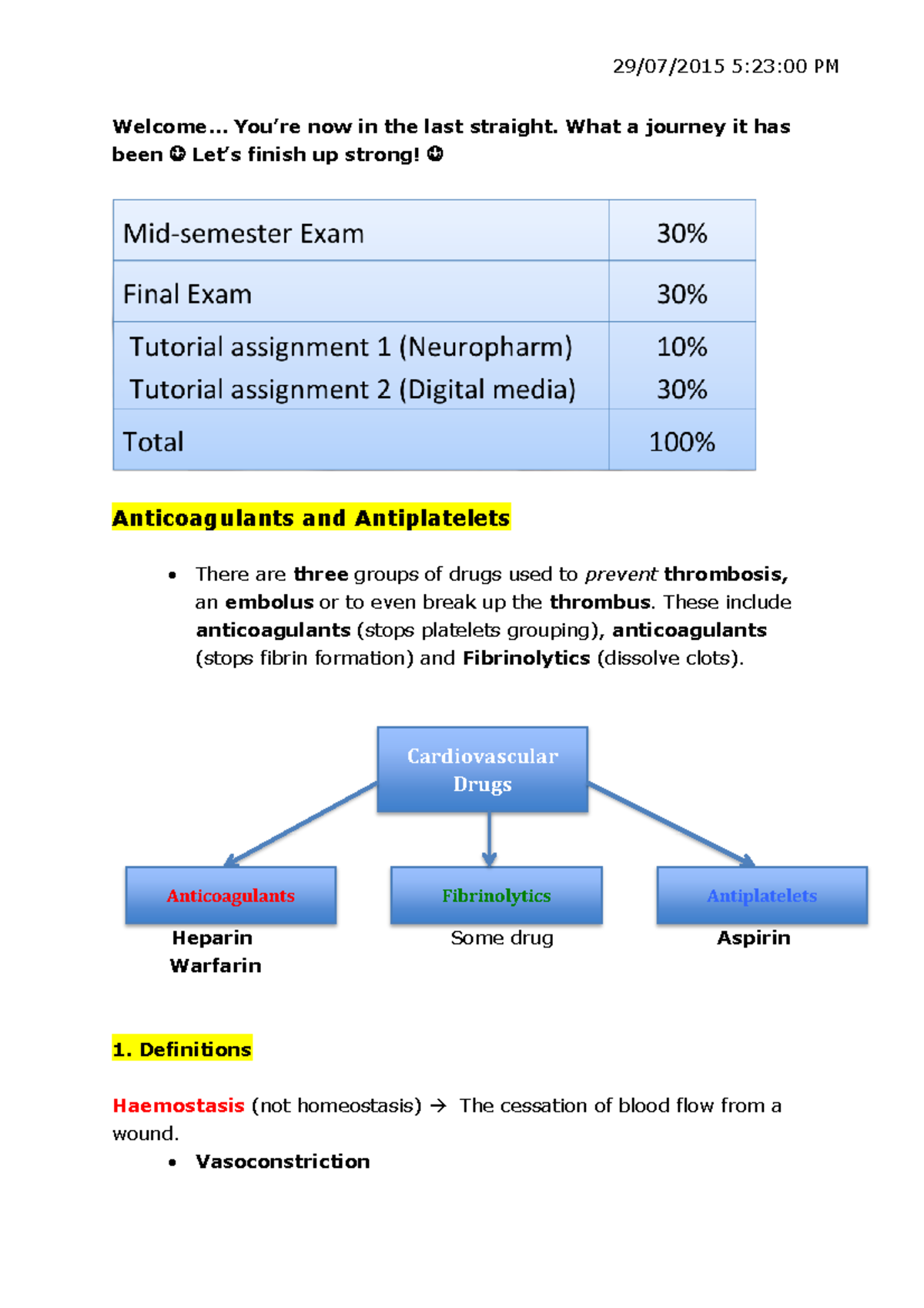 Pharmacology 2 Summary - complete - 29/07/2015 5:23:00 PM Welcome ...