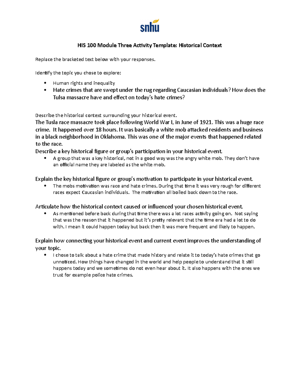 HIS 100 Module Three Activity Context Template - HIS 100 Module Three ...