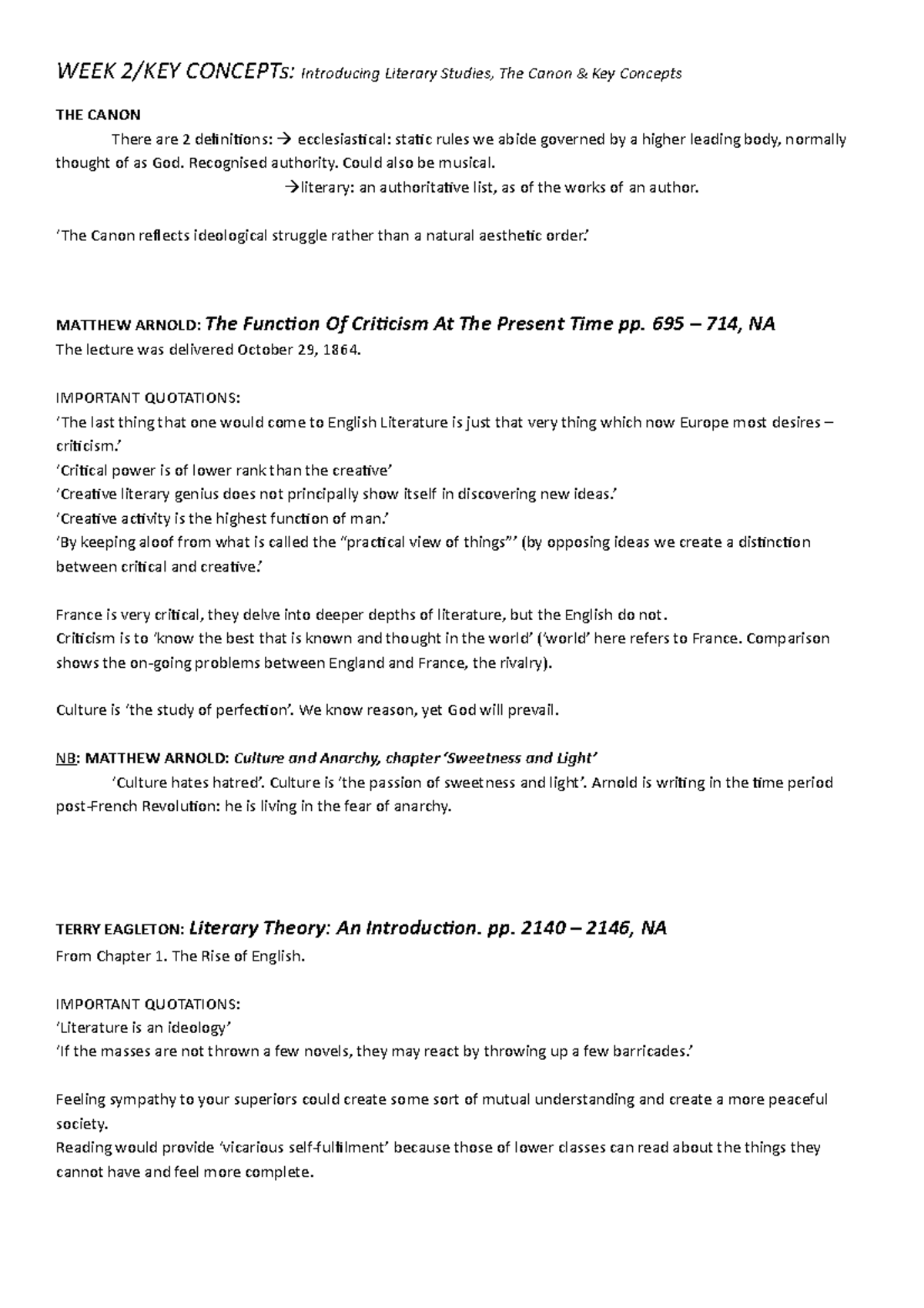 Key Concepts Autumn Week 2; The Canon - WEEK 2/KEY CONCEPTs ...