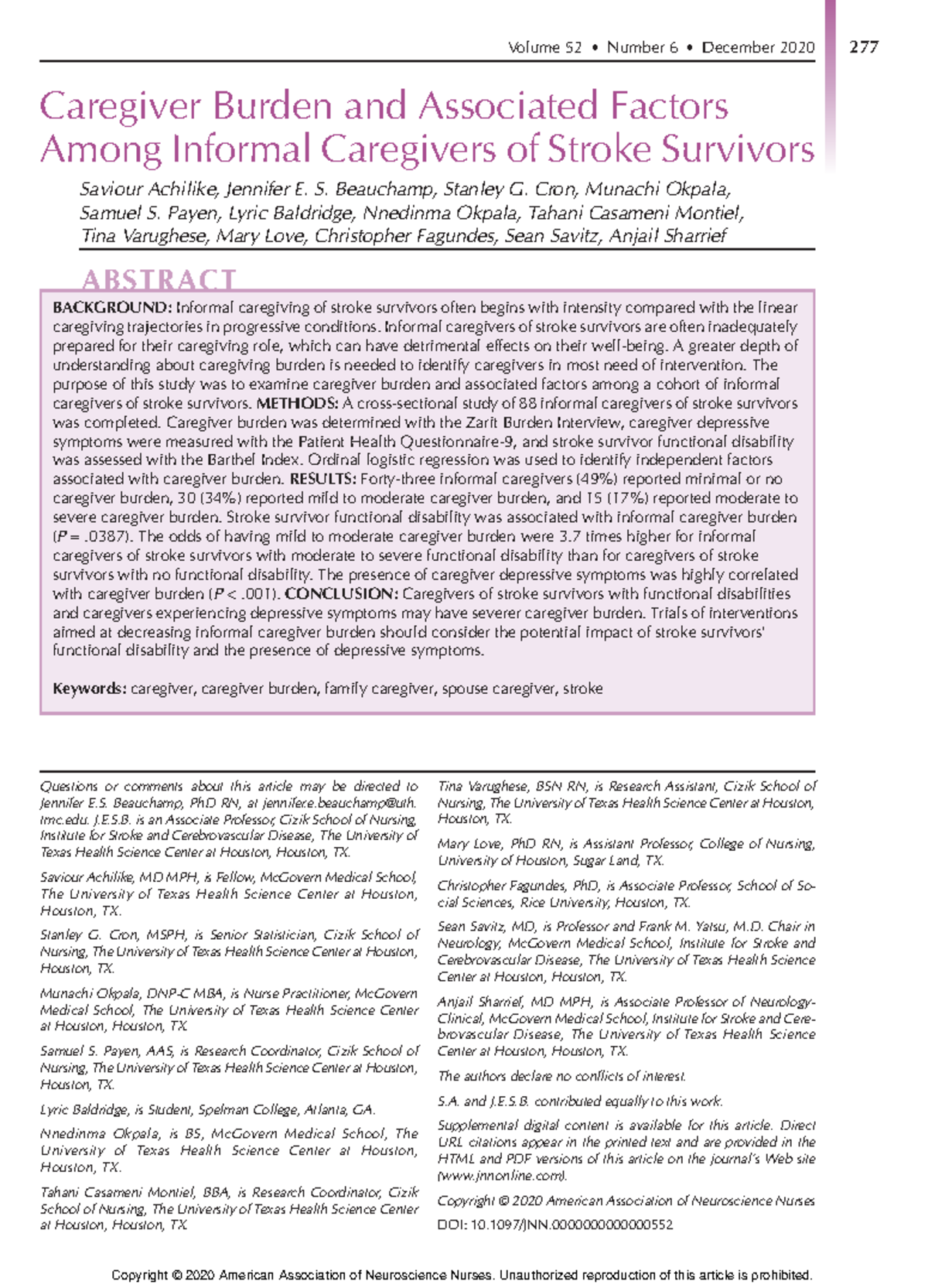 20210826085731 CP4 PDF 6127577 bdbfe 3 1683929152 - Volume 52 • Number 6 • December 2020 277 ...