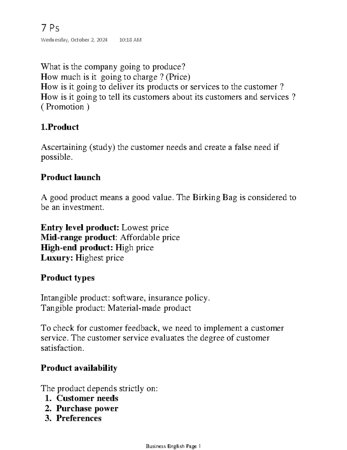 7-Ps - The 7Ps and their explanations - What is the company going to ...