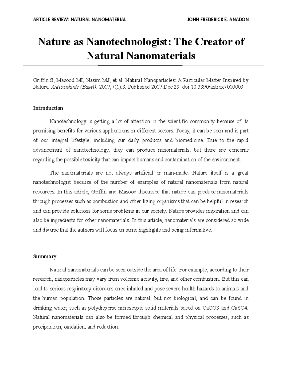 Nature as Nanotechnologist - Natural Nanoparticles: A Particular Matter ...