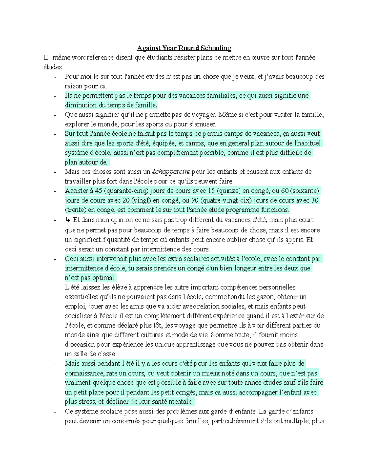 Year Round School - Agaisnt - Against Year Round Schooling ⭐ même ...