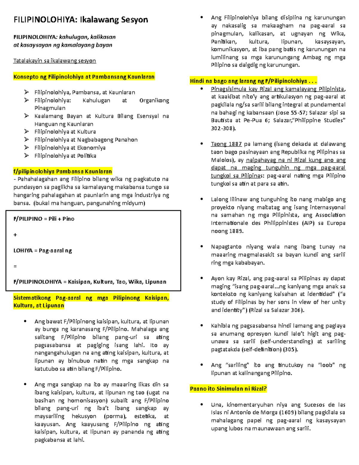 PUP Filipinolohiya Notes Lecture 1-5 - Management Accounting - PUP ...