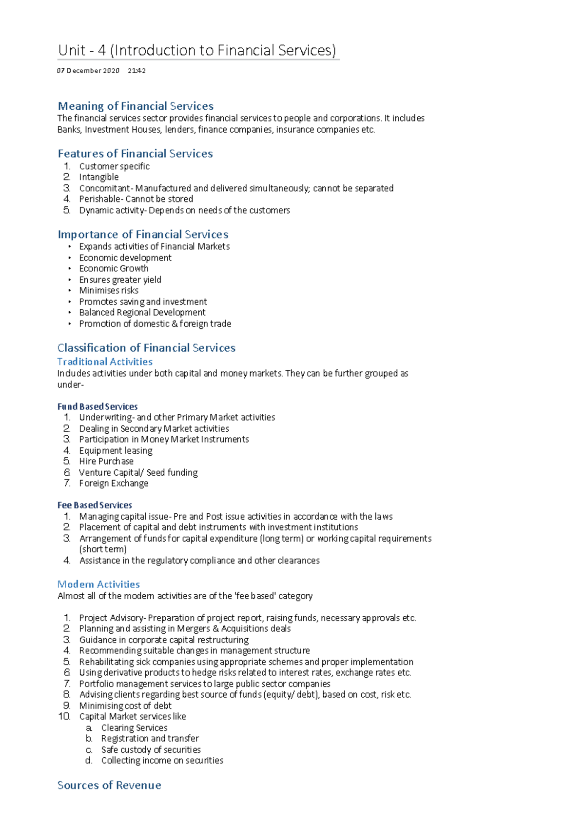 Unit 4 - Introduction to Financial Services - Financial Systems and ...
