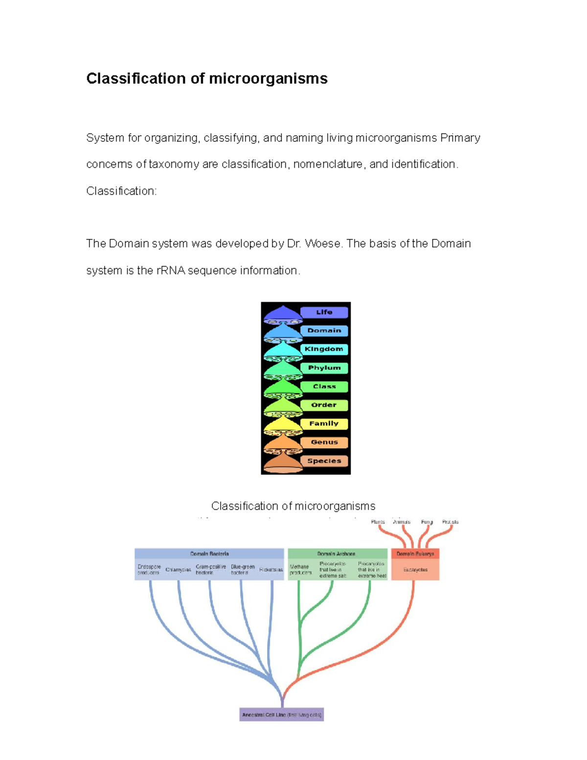 Classification of microorganisms - Classification: The Domain system ...