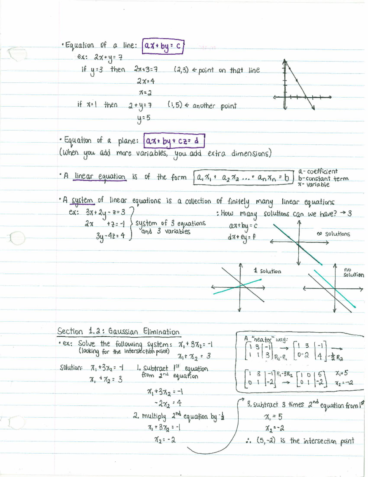 Linear Methods I - Lecture notes - Notes - of a line: 9x: fhen 27n32 ...