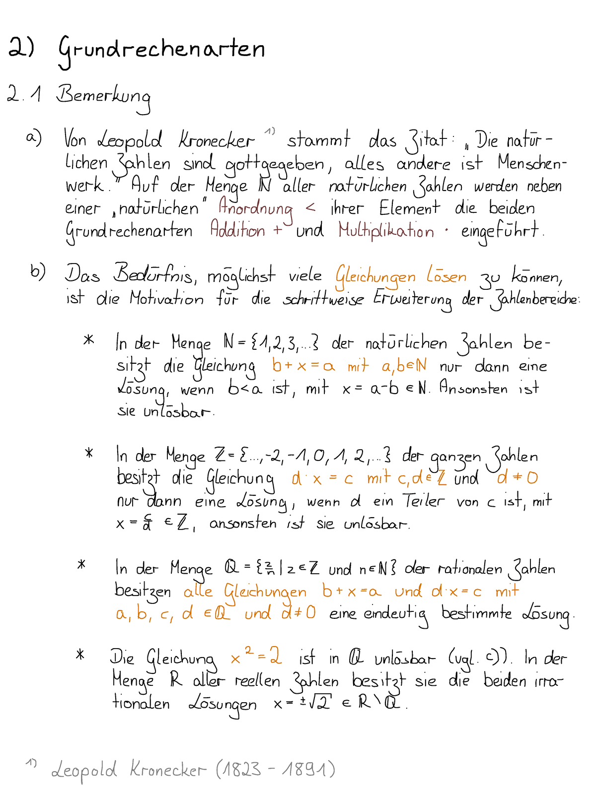 02. Grundrechenarten - 2. Vorlesung - Lehramt Mathe - Studocu