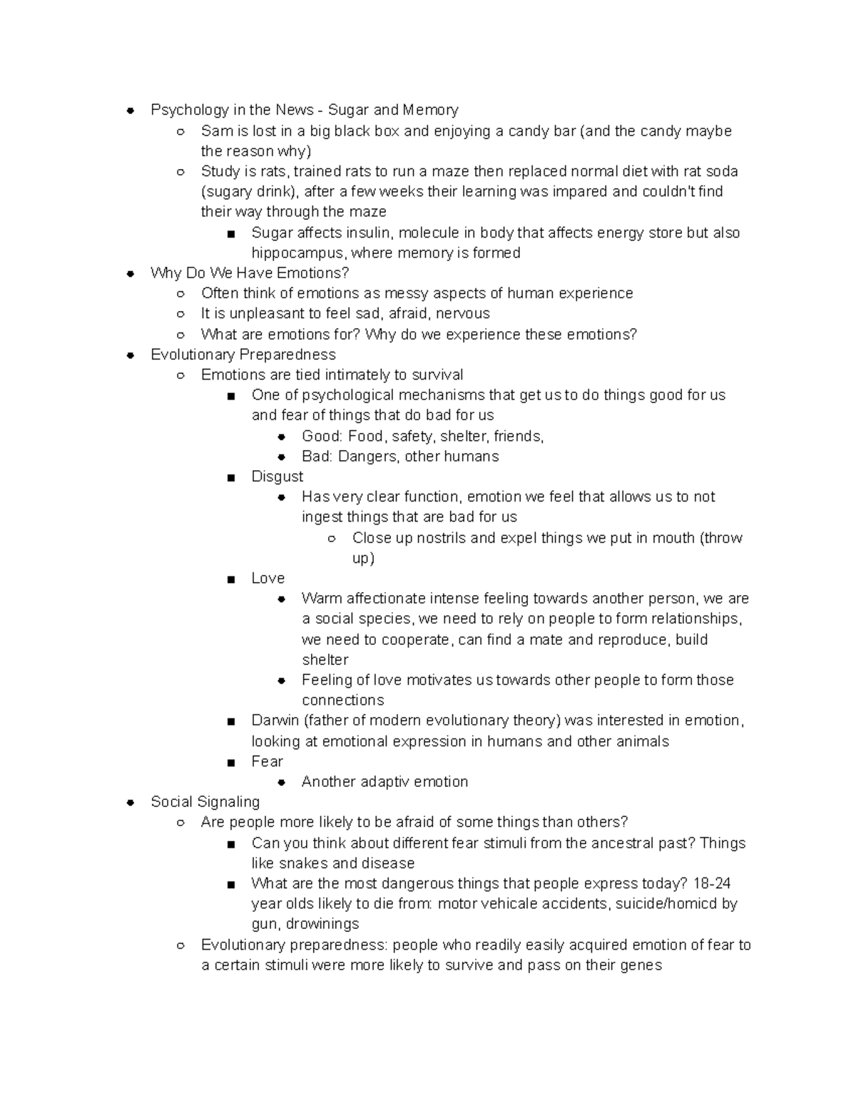 Lecture 17 Emotion - Psychology in the News - Sugar and Memory Sam is ...