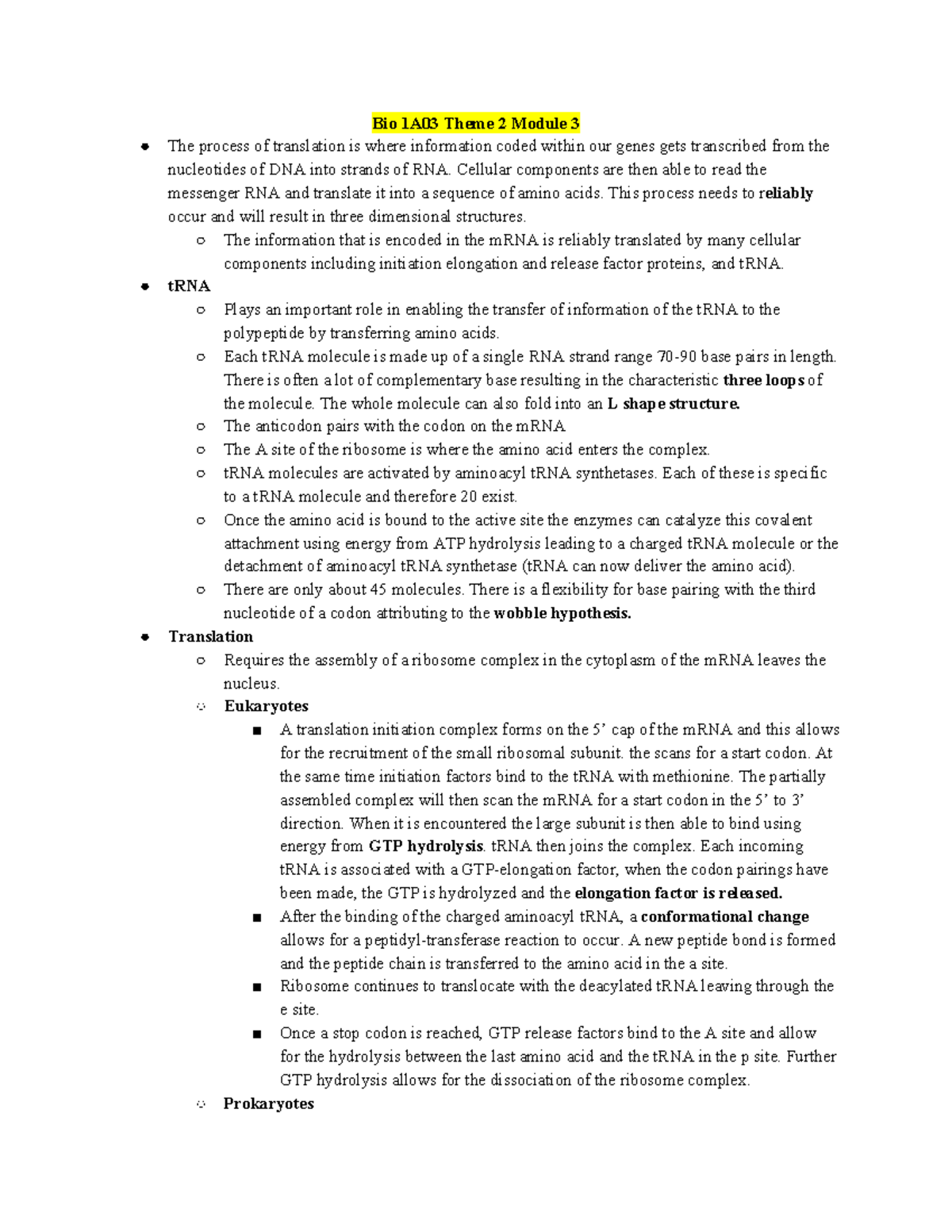Bio 1A03 Theme 2 Module 3 - Bio 1A03 Theme 2 Module 3 The process of ...