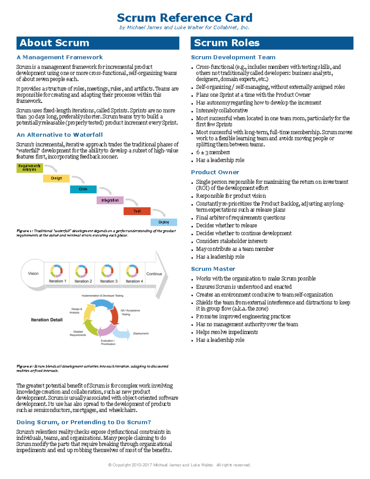 Collab Net scrumreferencecard - Scrum Reference Card by Michael James and Luke Walter for ...
