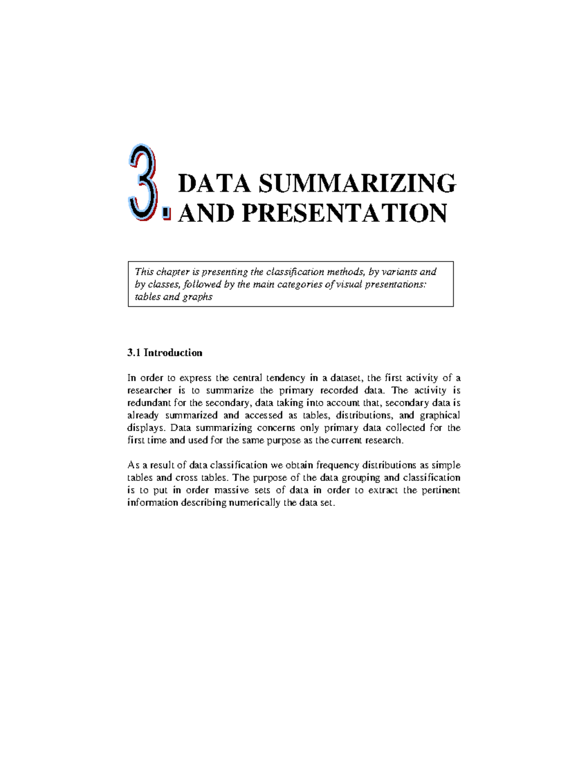 Chapter 3 - Data summarizing & presentation - DATA SUMMARIZING AND ...