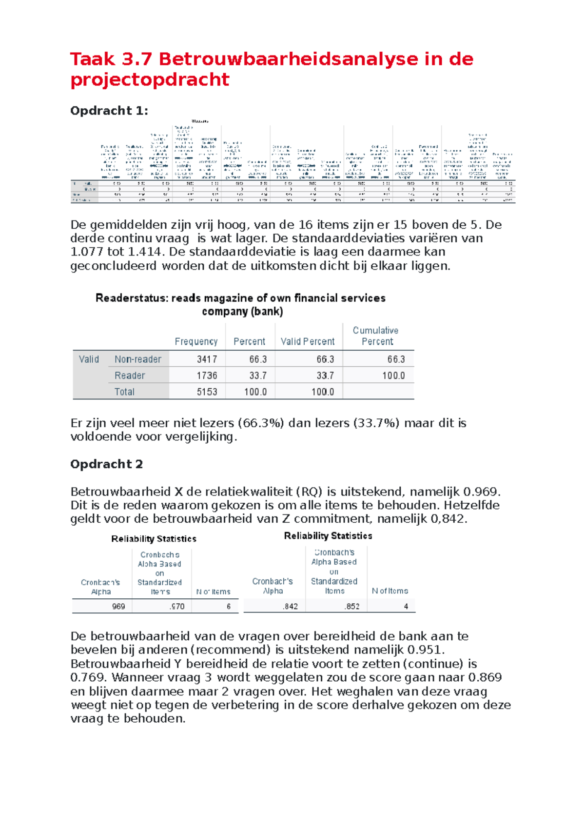 Taak 3.7 Betrouwbaarheidsanalyse - Taak 3 Betrouwbaarheidsanalyse in de projectopdracht Opdracht ...