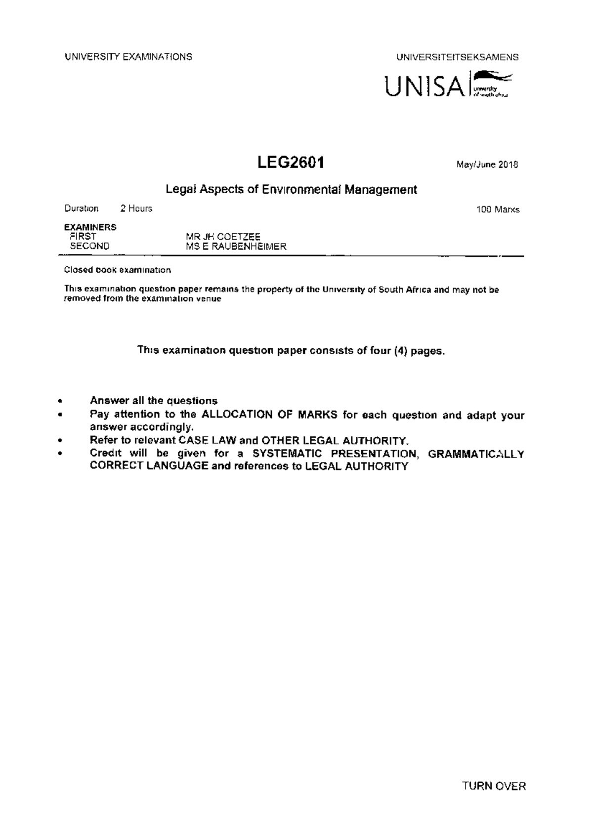 LEG2601 2018 6 E 1 - Tutorial Letter - DIPLAW 98750 - Studocu