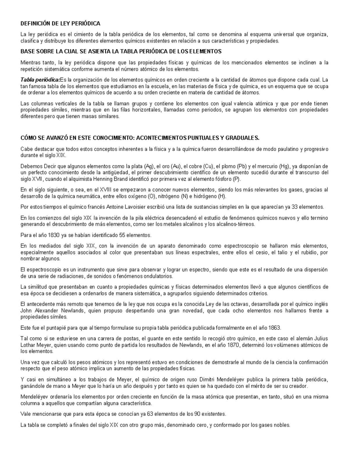 GUIA DE Quimica 2023 - buen material - DEFINICIÓN DE LEY PERIÓDICA La ...