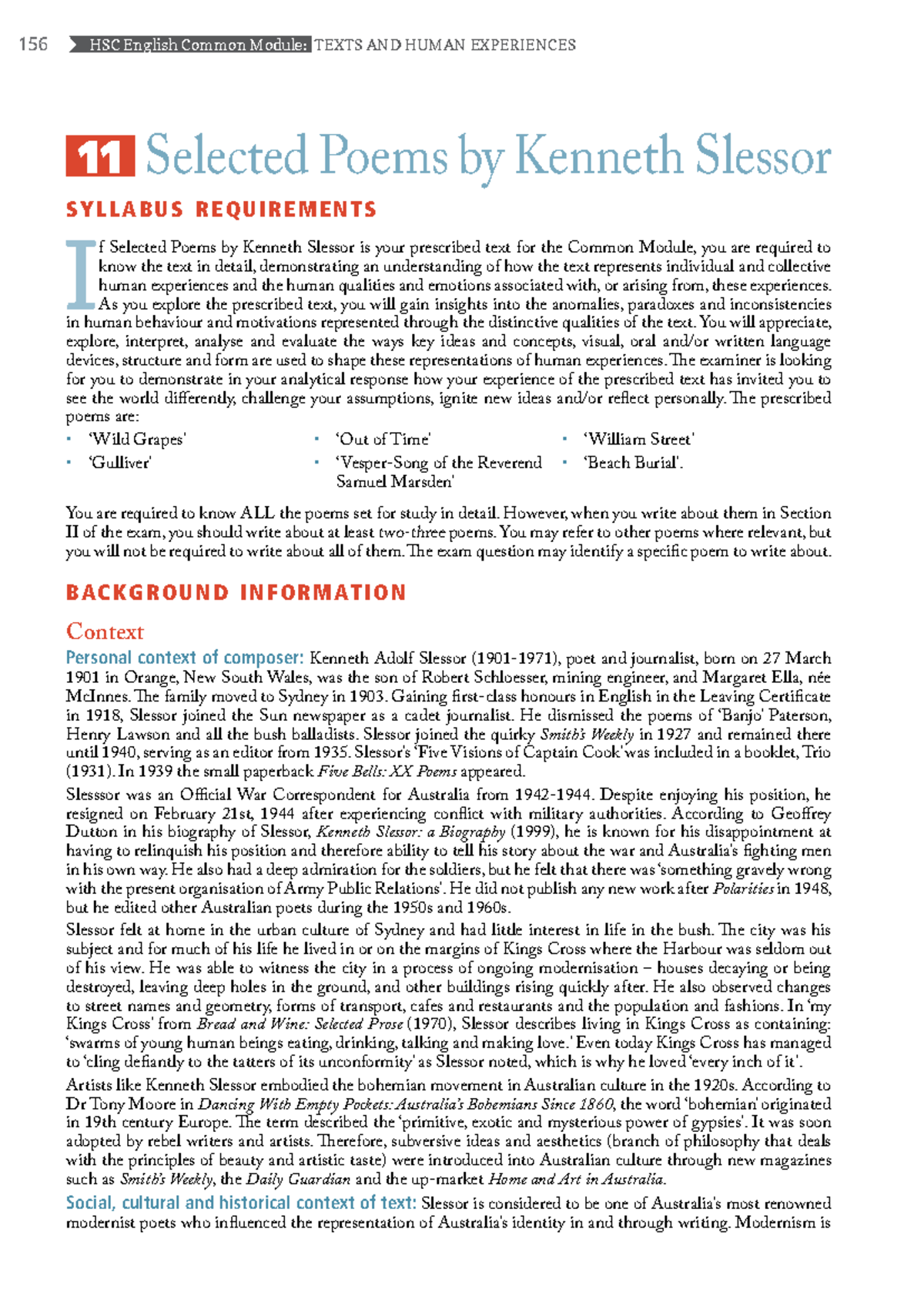 Slessor Study Guide - good info - ####### 156 HSC English Common Module ...