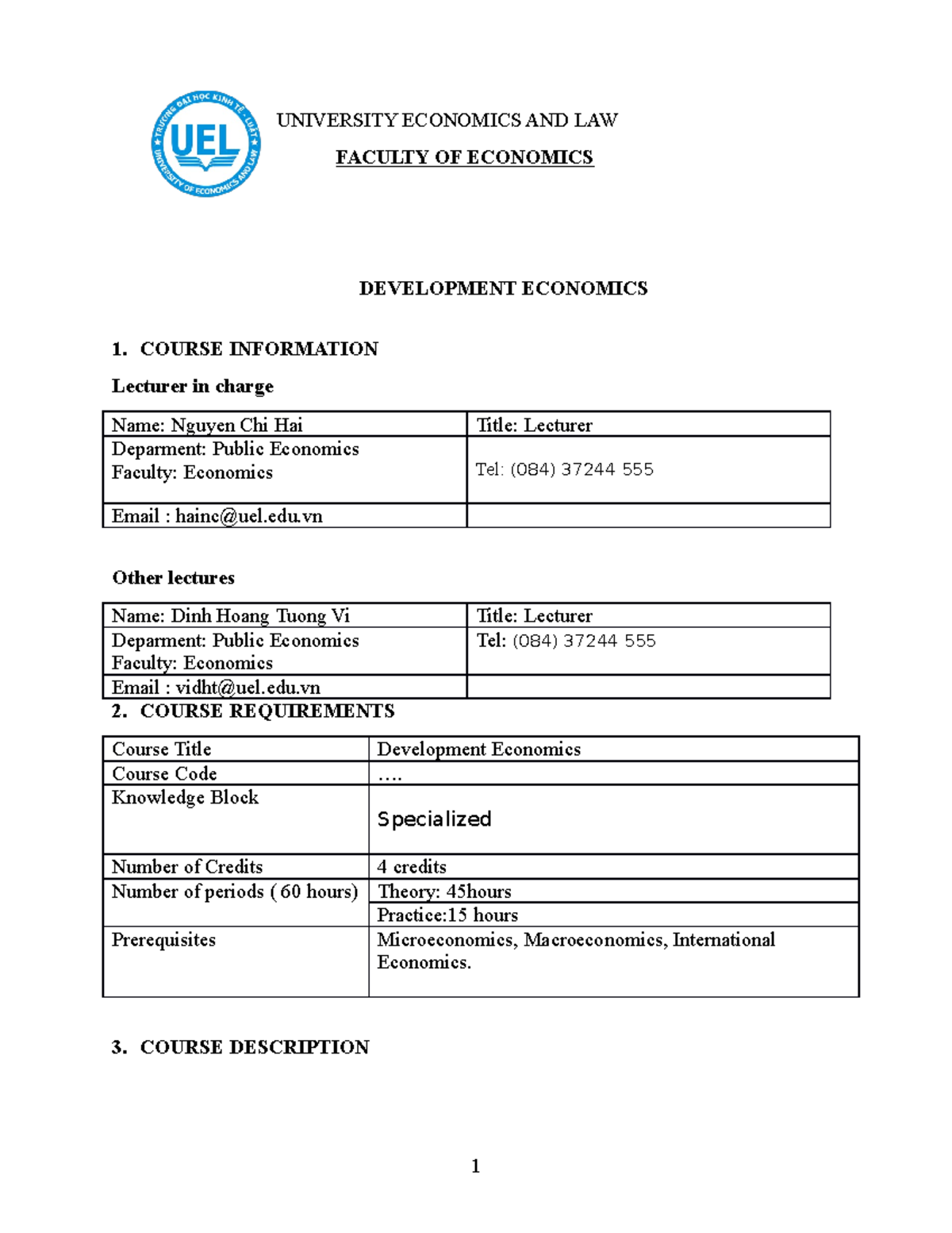 Update. Development economics AUN - UNIVERSITY ECONOMICS AND LAW ...