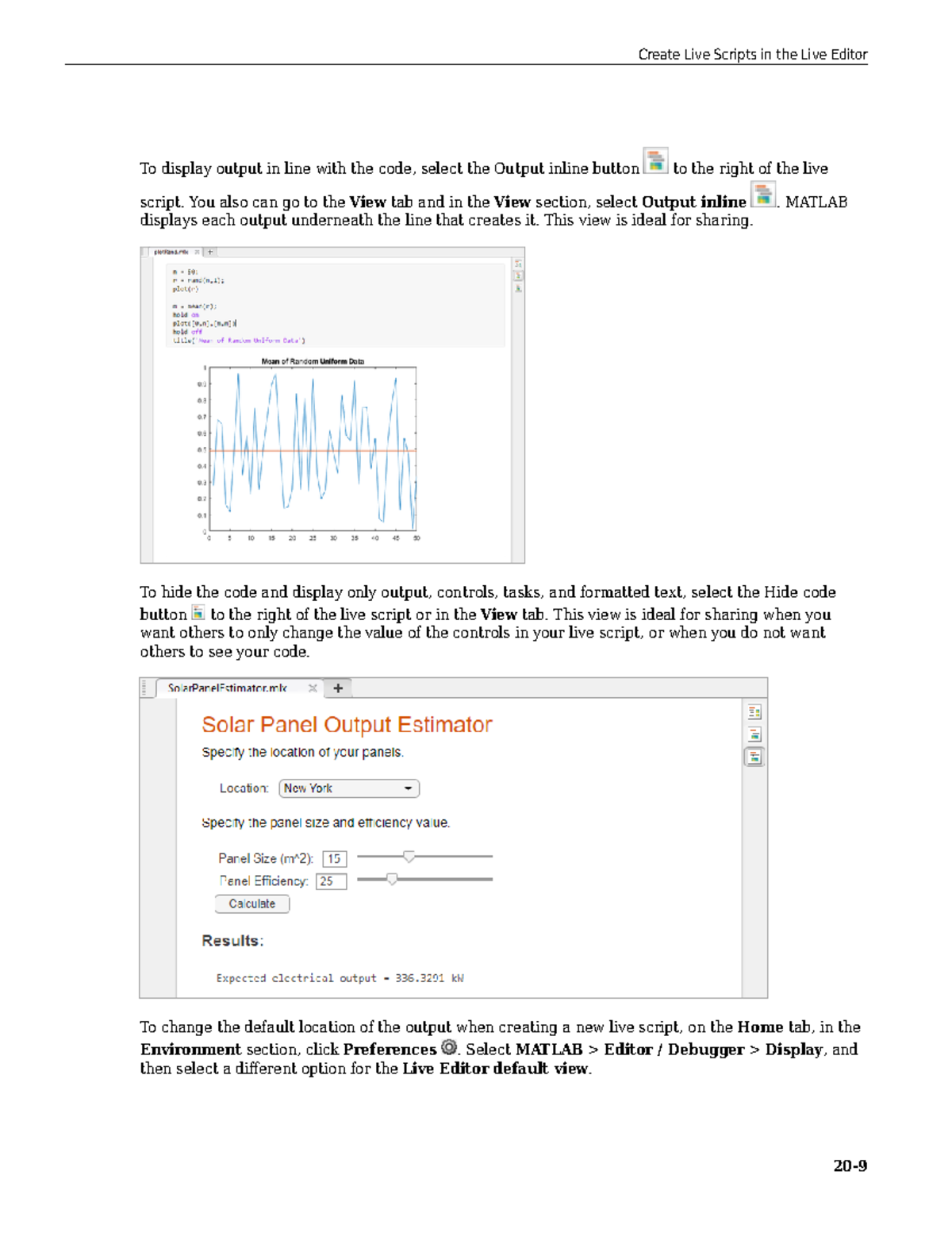 Matlab Prog 71 To Display Output In Line With The Code Select The Output Inline Button To The