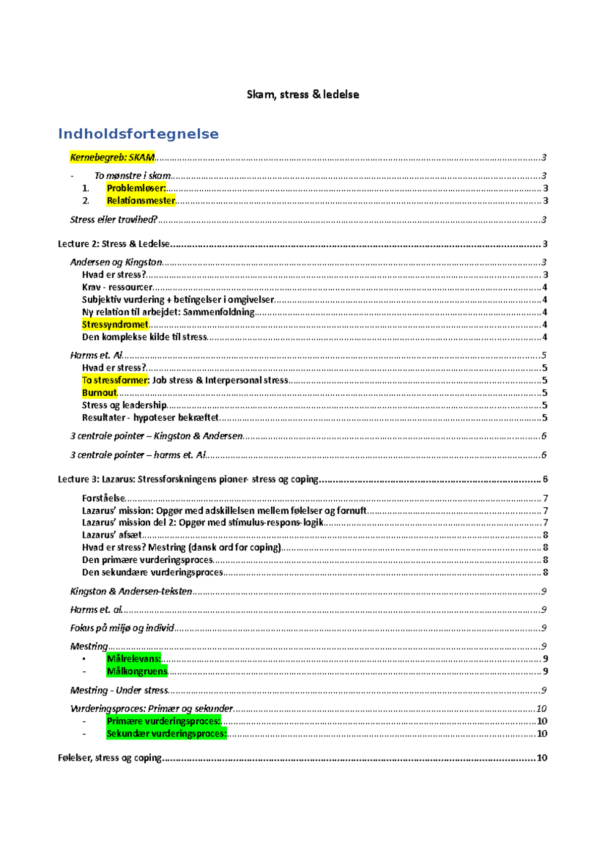 Skam, stress og ledelse - Skam, stress & ledelse Kernebegreb: - Studocu