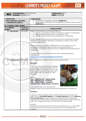 Mathematics Performance Task - Performance Task in Mathematics 10 First ...