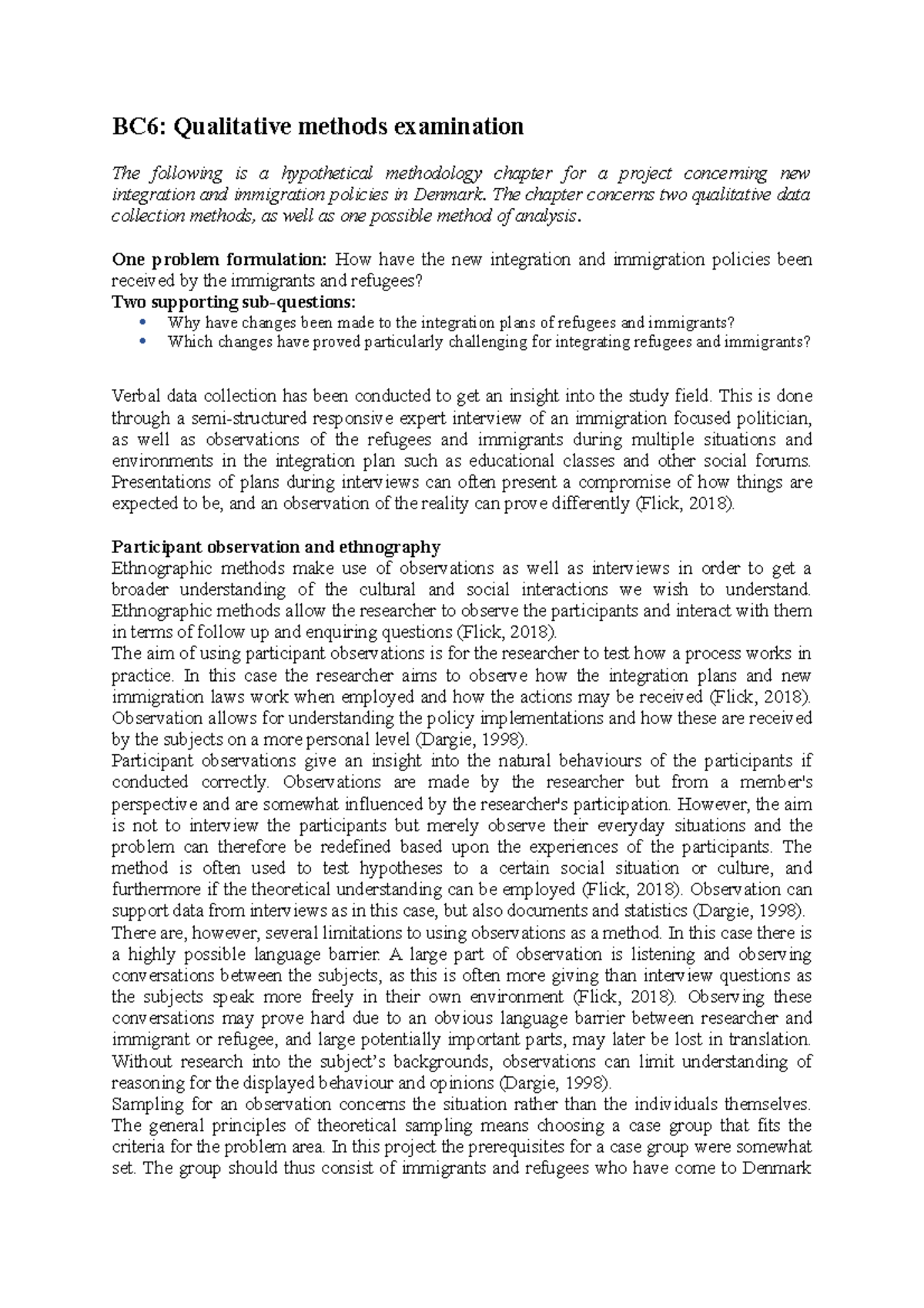 BC6 Qualitative methods exam - BC6: Qualitative methods examination The ...