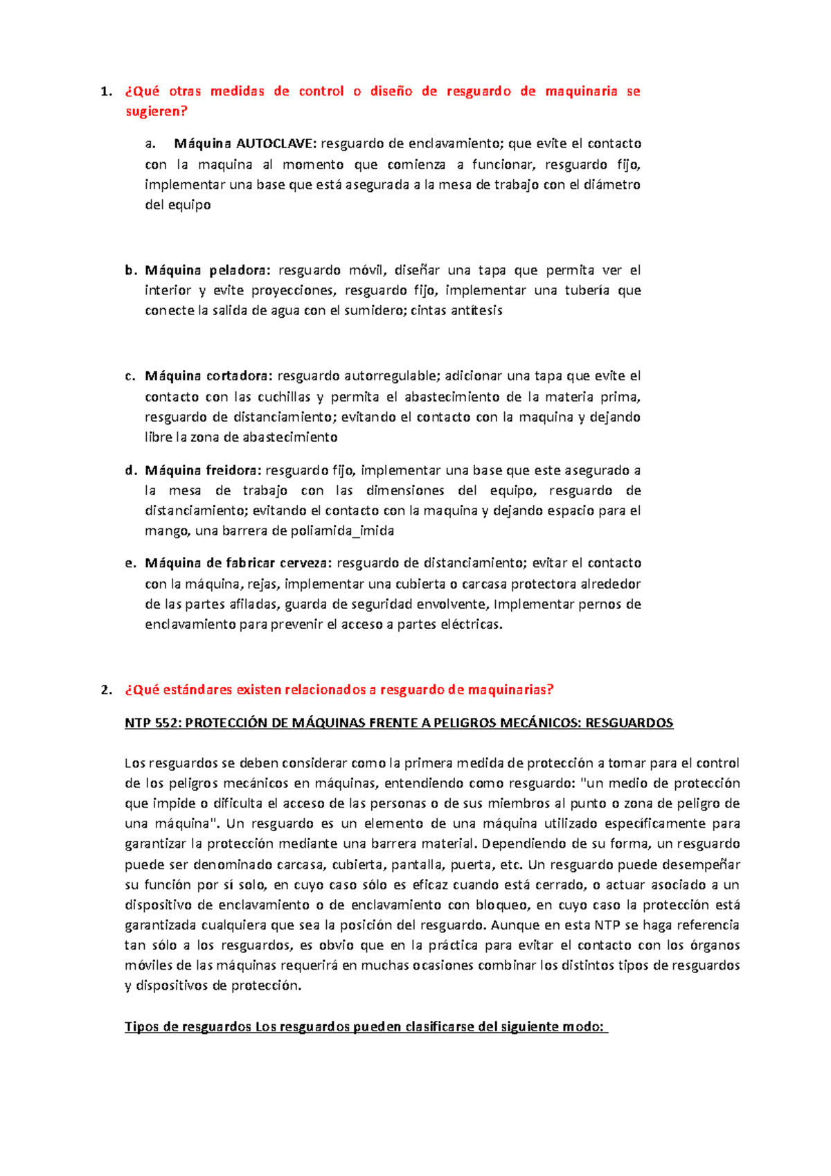 Tipo de resguardos - ¿Qué otras medidas de control o diseño de ...