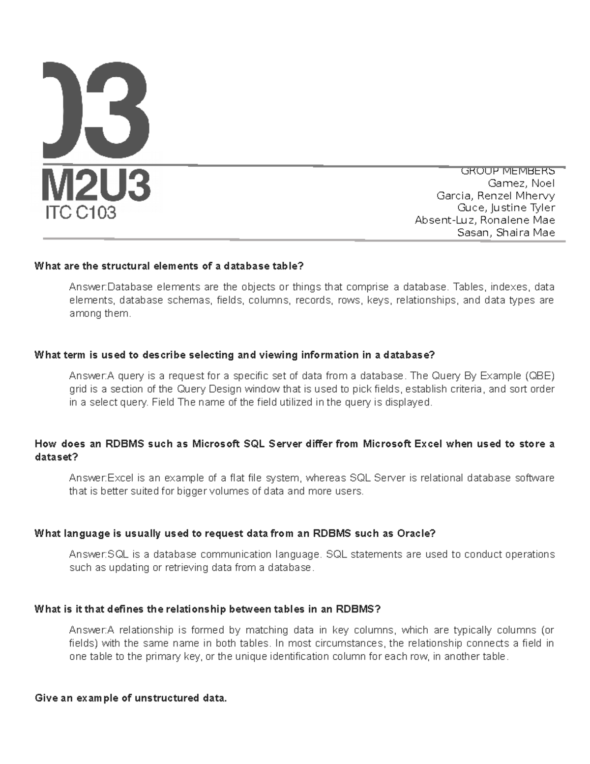 M2U4- Group 3 - need lang para madownload - GROUP MEMBERS Gamez, Noel Garcia, Renzel Mhervy Guce ...