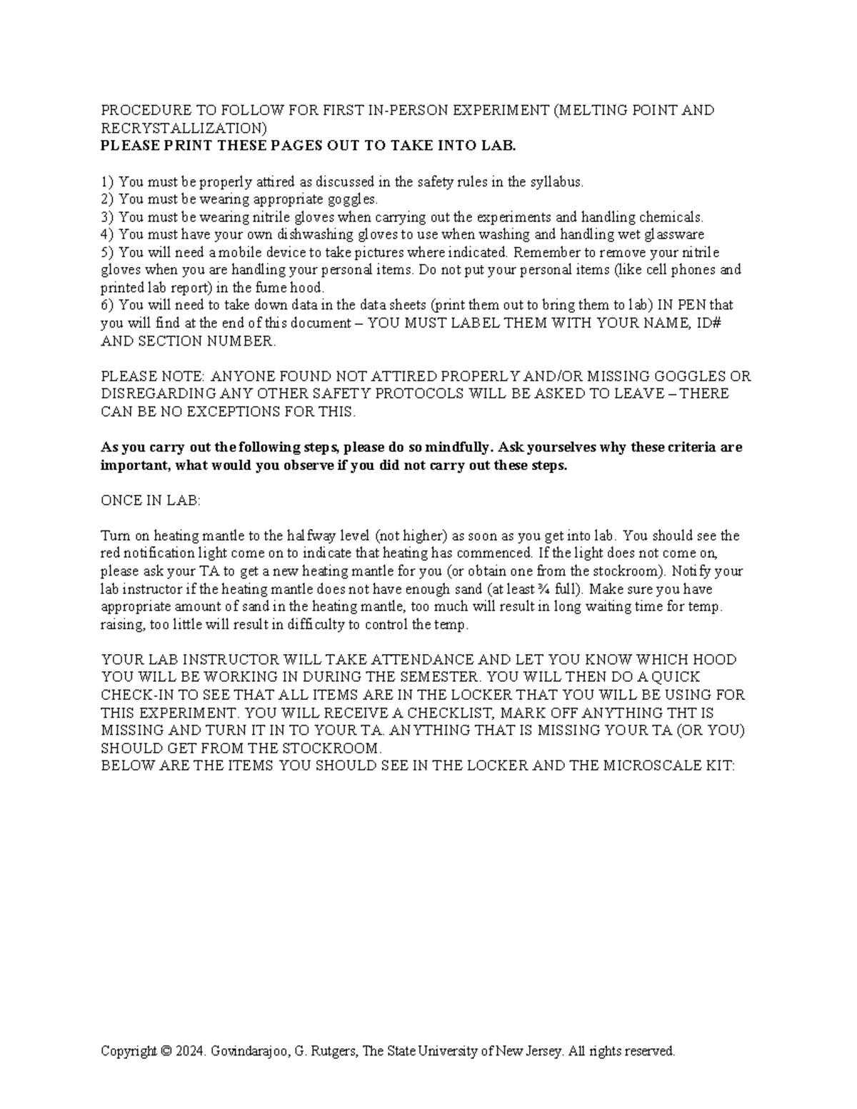 Procedure TO Follow FOR First IN-LAB Experiment - PROCEDURE TO FOLLOW ...