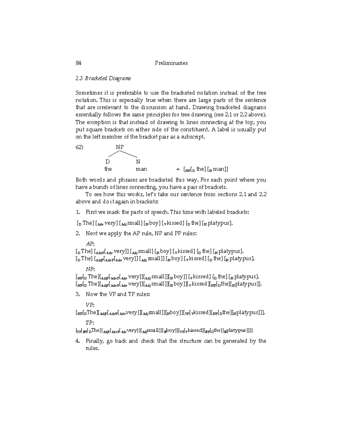 Syntax A Generative Introduction 103 119 84 Preliminaries 2 Bracketed Diagrams Sometimes It